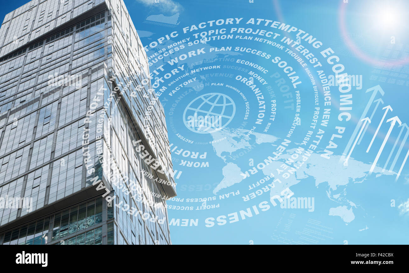 High-rise buildings with arrows Stock Photo - Alamy