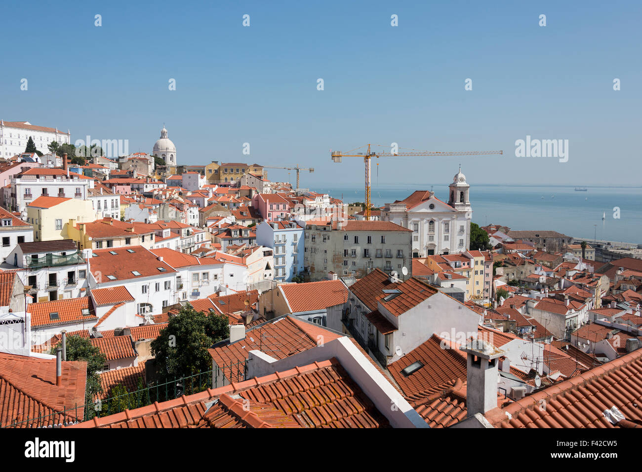 old city town panorama of Lisbon, capital city of Portugal Stock Photo ...