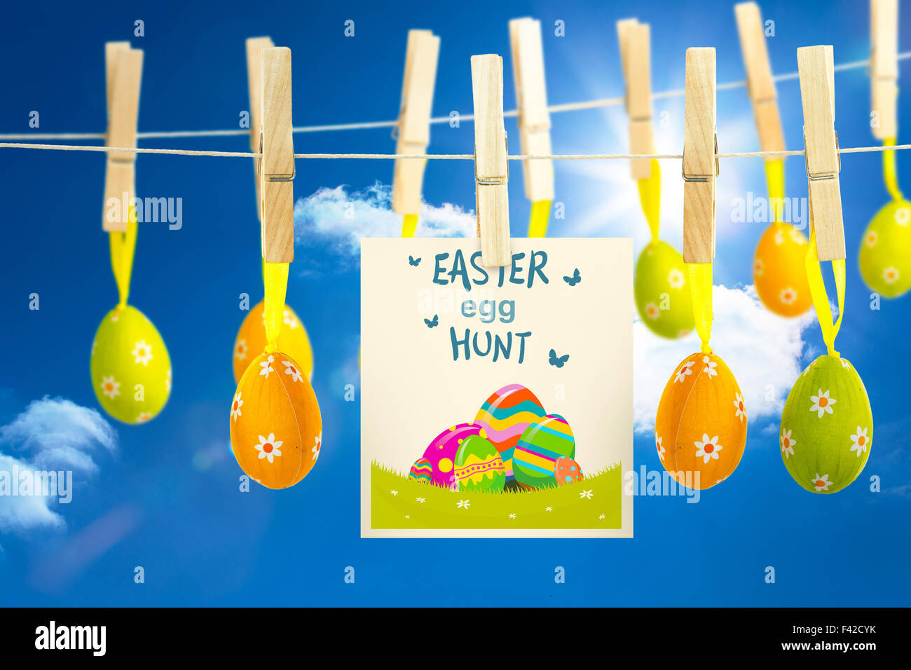 Composite image of easter egg hunt graphic Stock Photo - Alamy