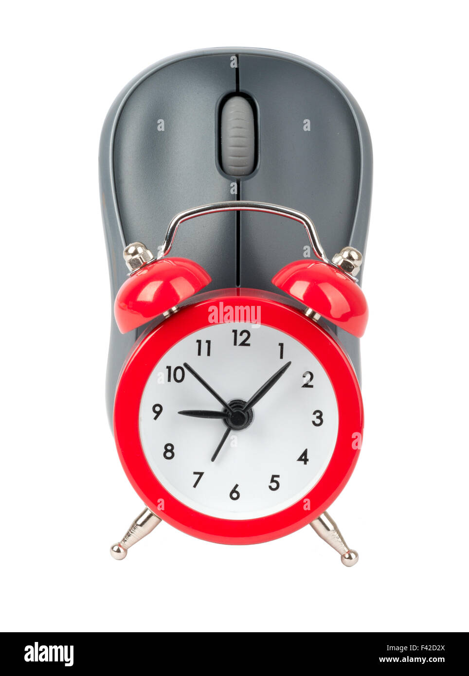 Computer mouse with alarm clock Stock Photo - Alamy