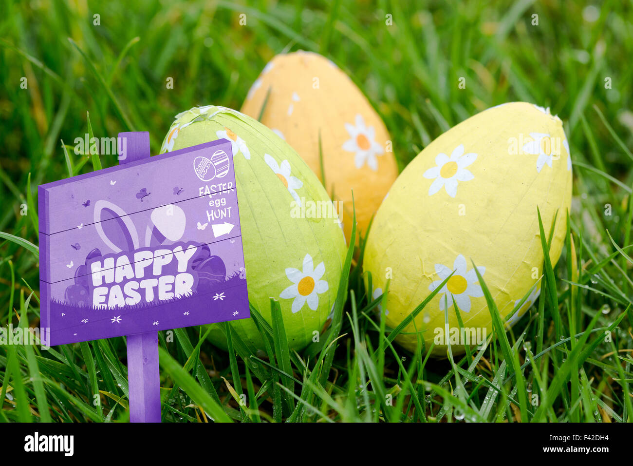 Composite image of easter egg hunt sign Stock Photo - Alamy
