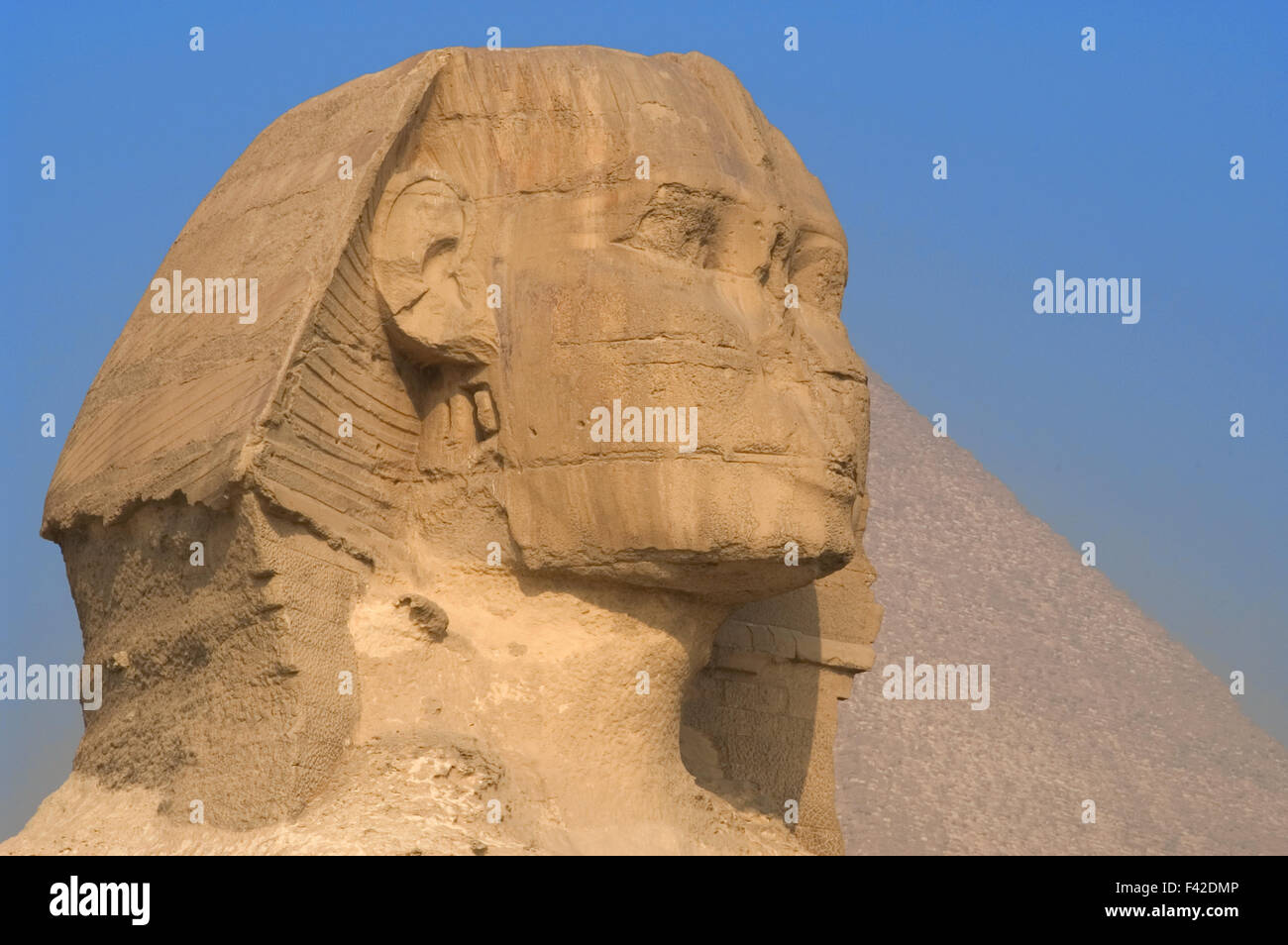 Egypt. Great Sphinx of Giza. Limestone statue with lion body and human ...