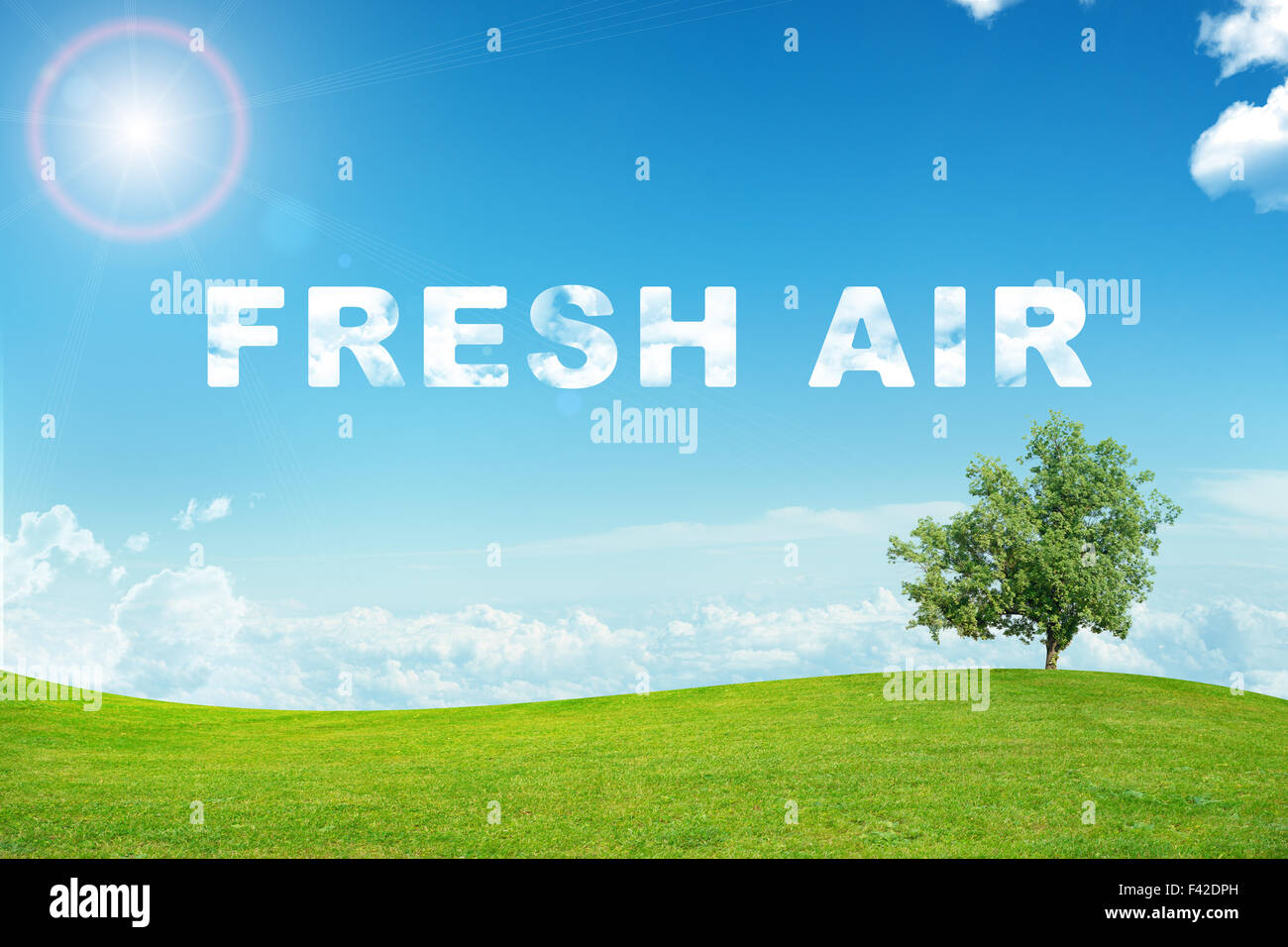 Landscape with fresh air word Stock Photo - Alamy