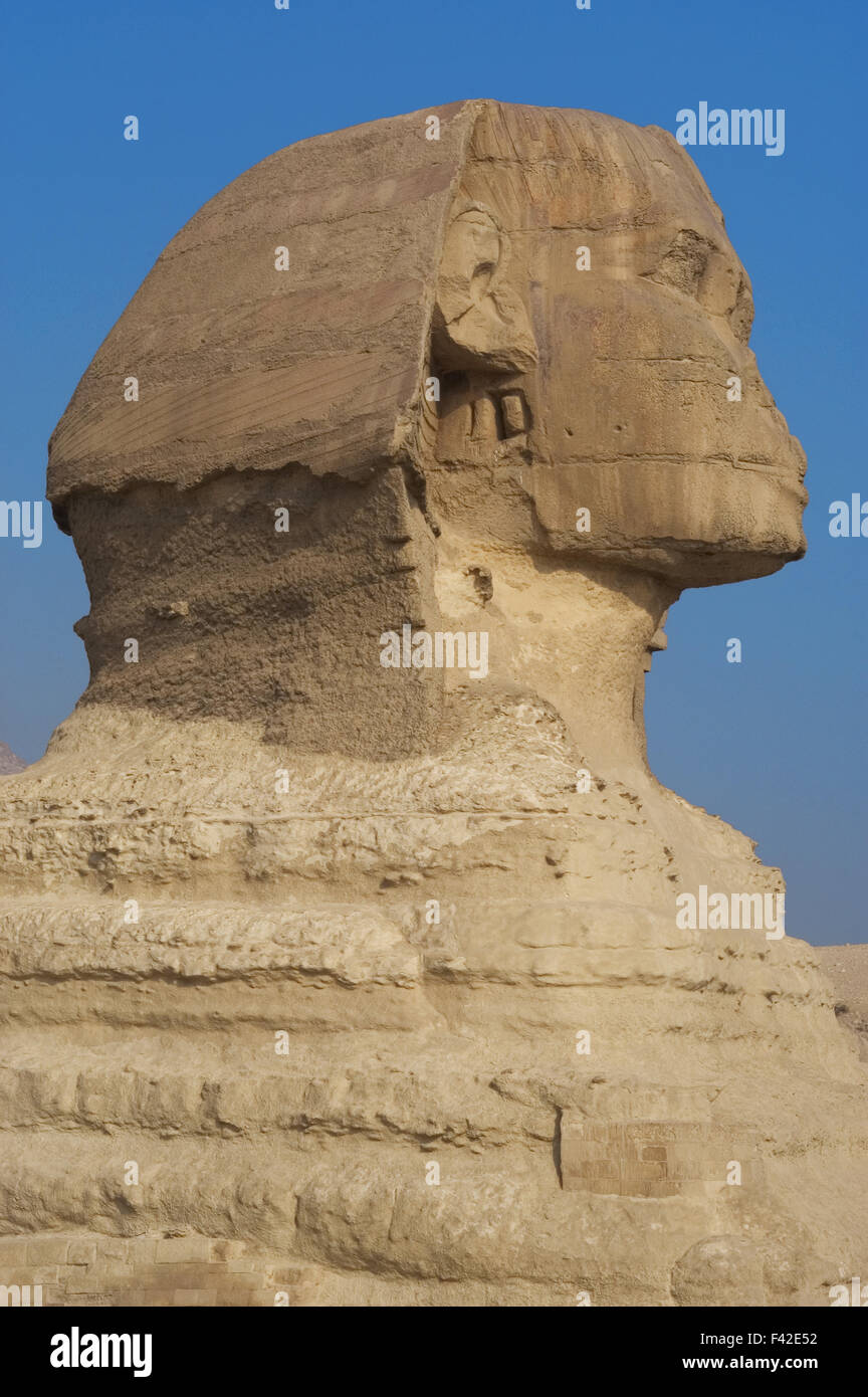 Egypt. Great Sphinx of Giza. Limestone statue with lion body and human ...