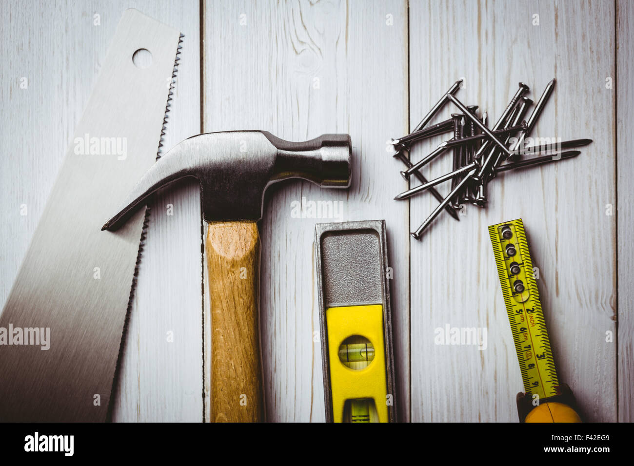 DIY tools laid out on table Stock Photo - Alamy