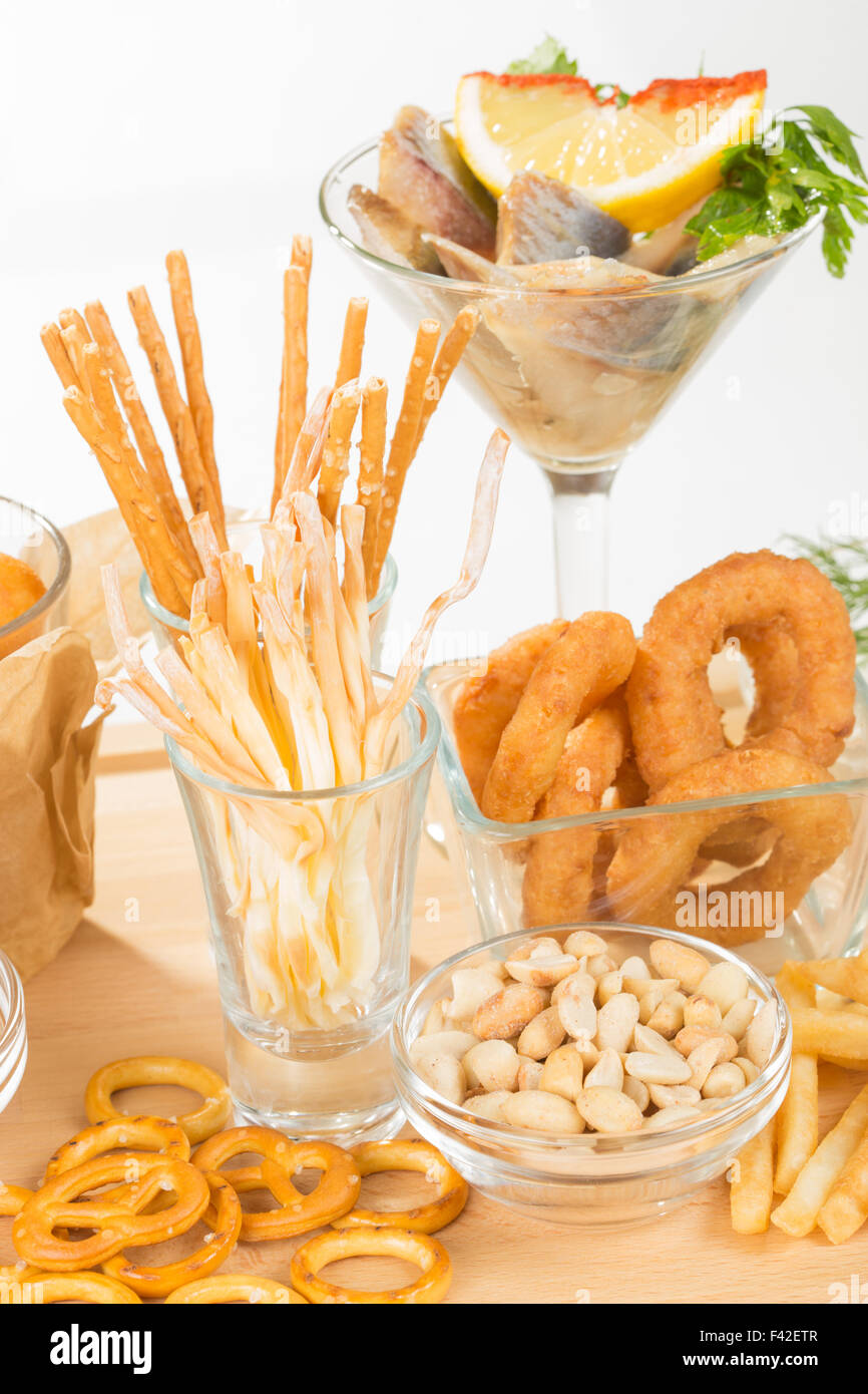 set of different salty snacks Stock Photo - Alamy