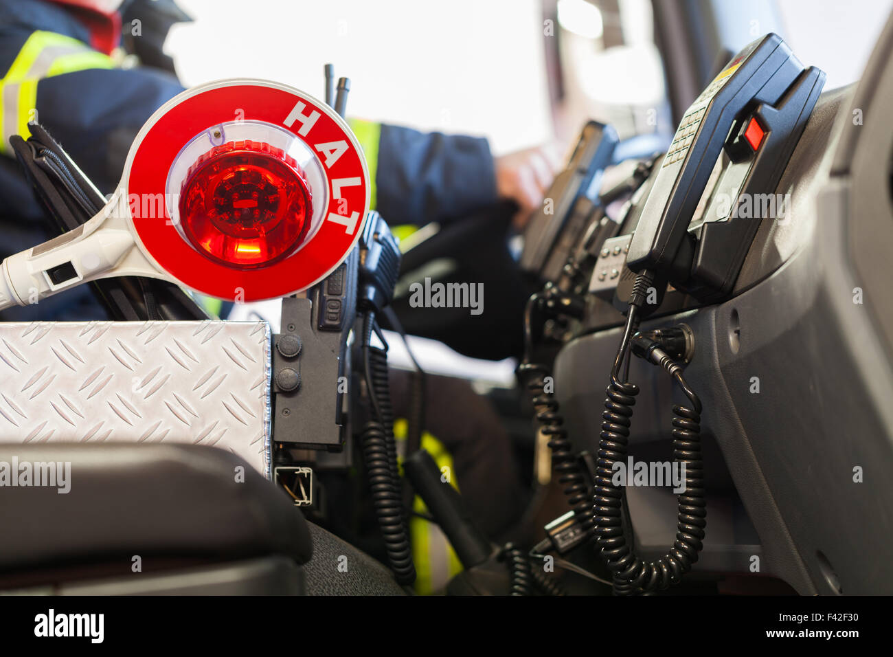 Interior of a fire truck Stock Photo - Alamy