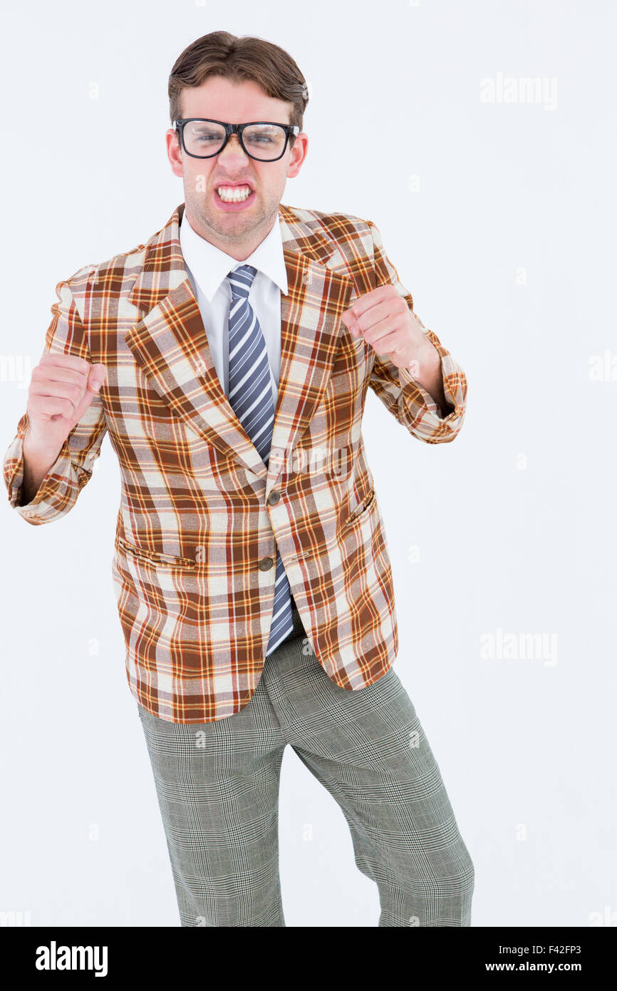 Angry geeky hipster looking at camera Stock Photo - Alamy