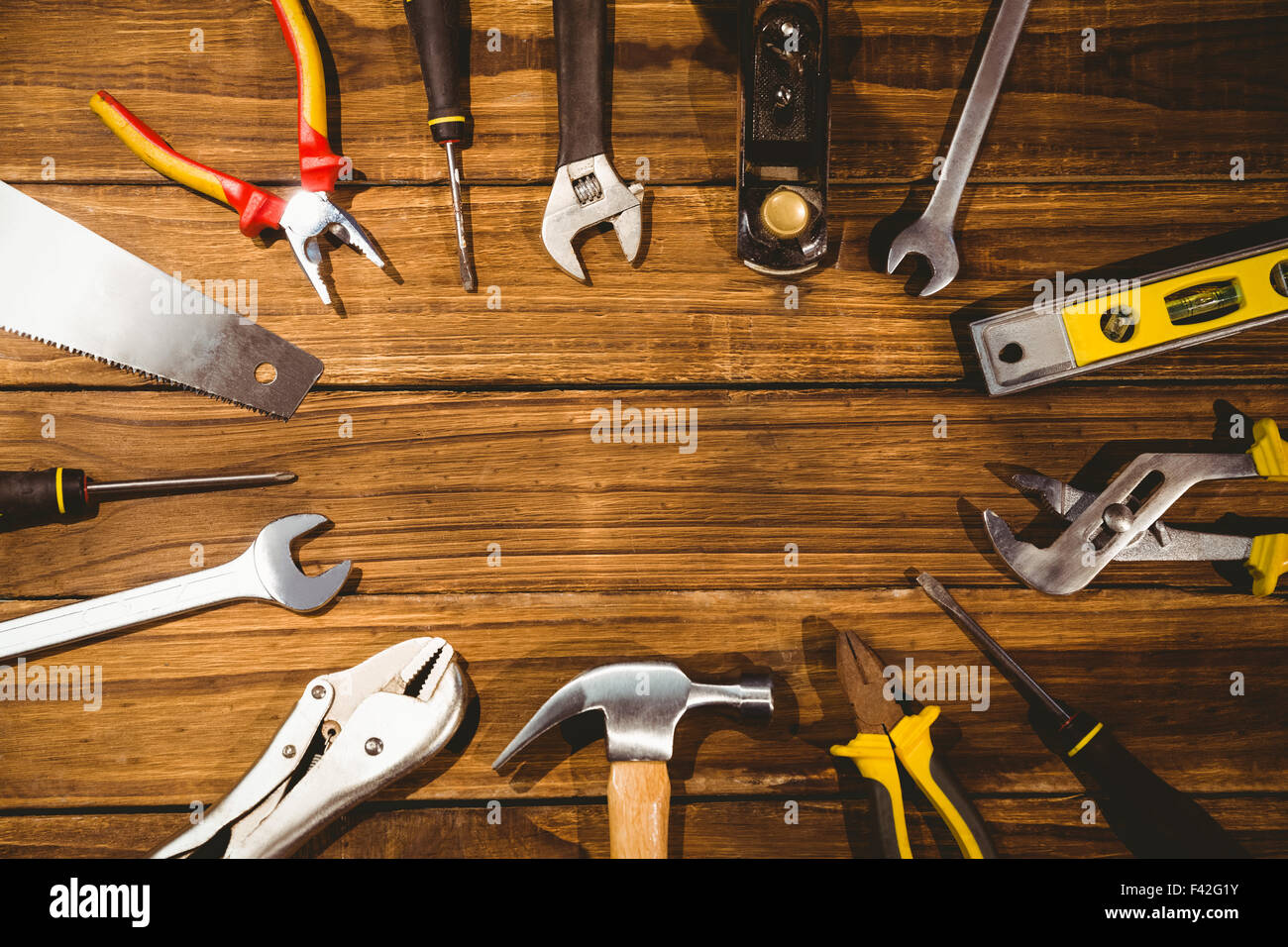 DIY tools laid out on table Stock Photo - Alamy