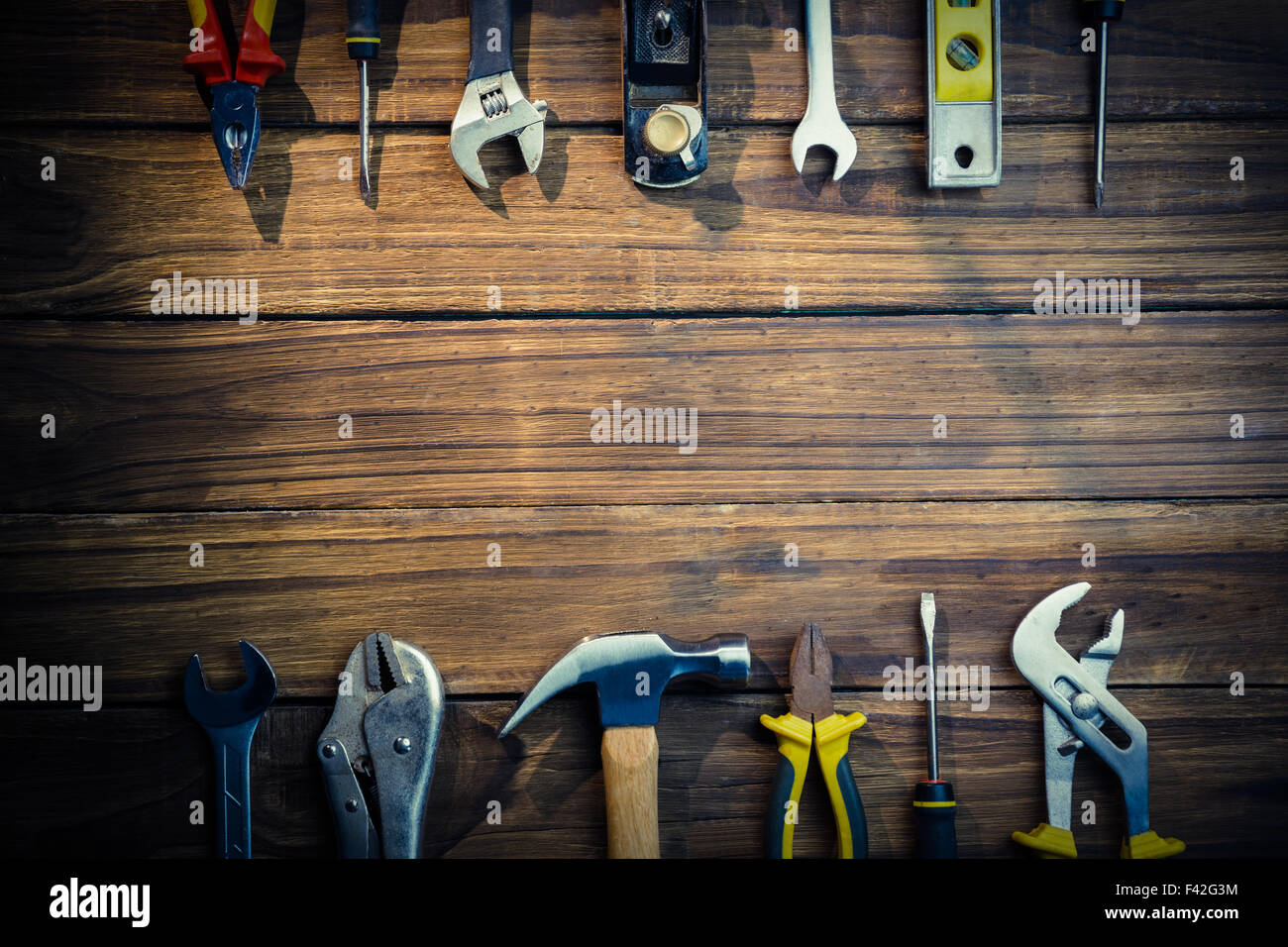 DIY tools laid out on table Stock Photo - Alamy