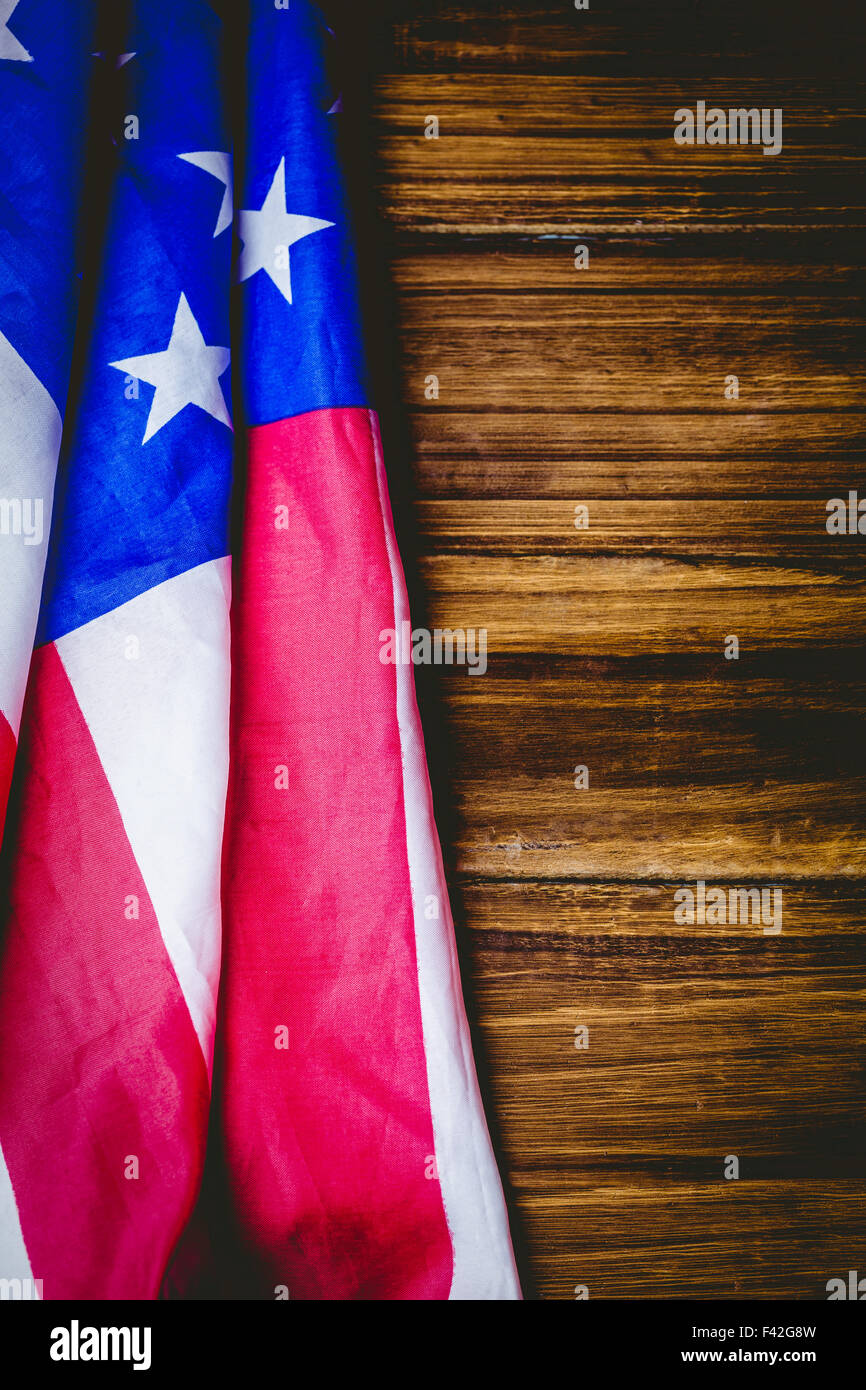 American flag on wooden table Stock Photo - Alamy