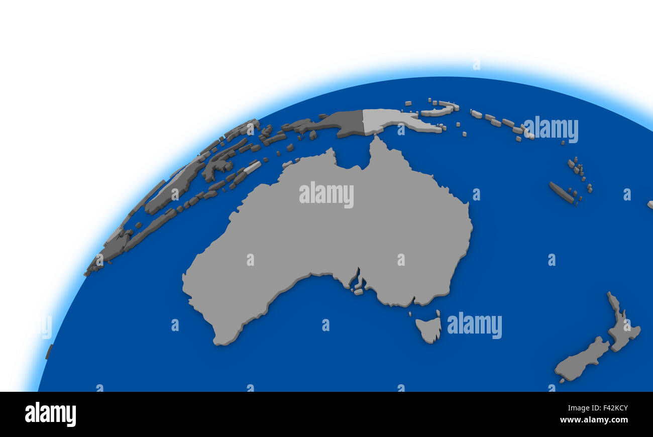 Australia on globe, political map Stock Photo - Alamy