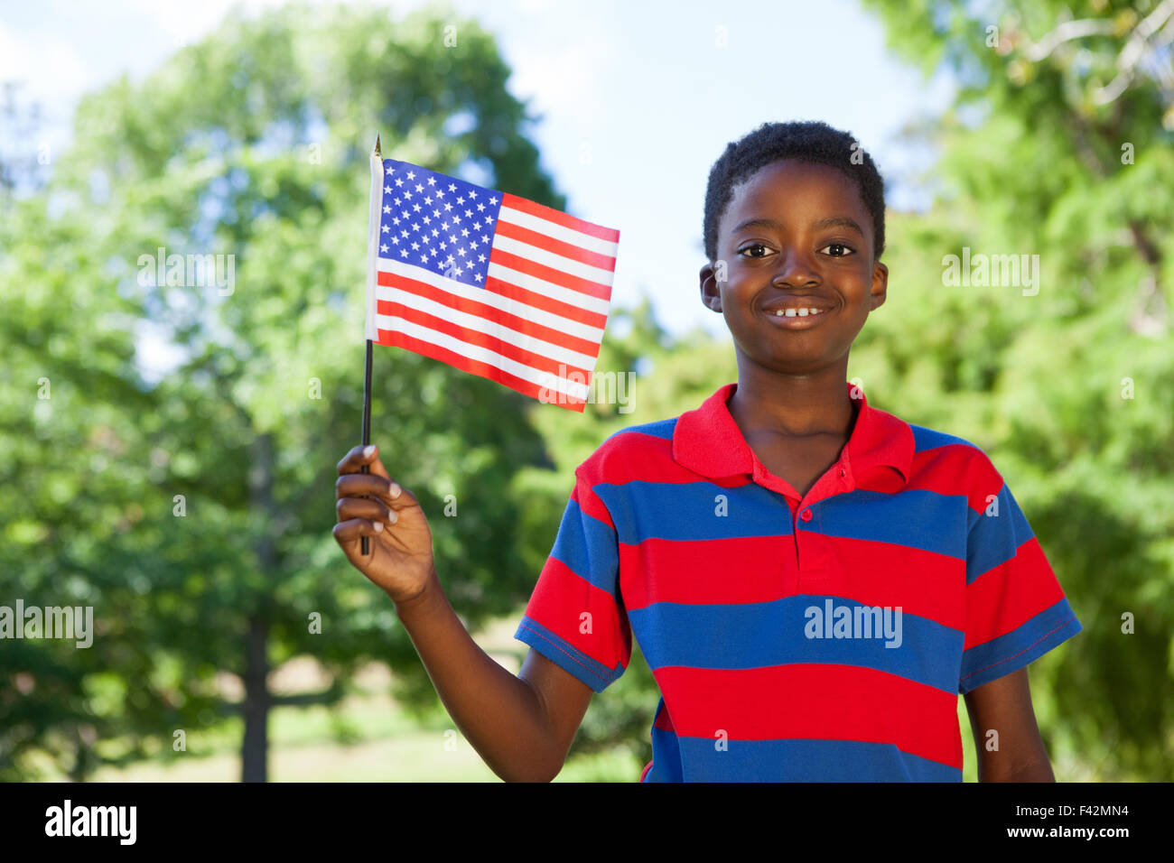 Smiling boy waving flag hi-res stock photography and images - Alamy