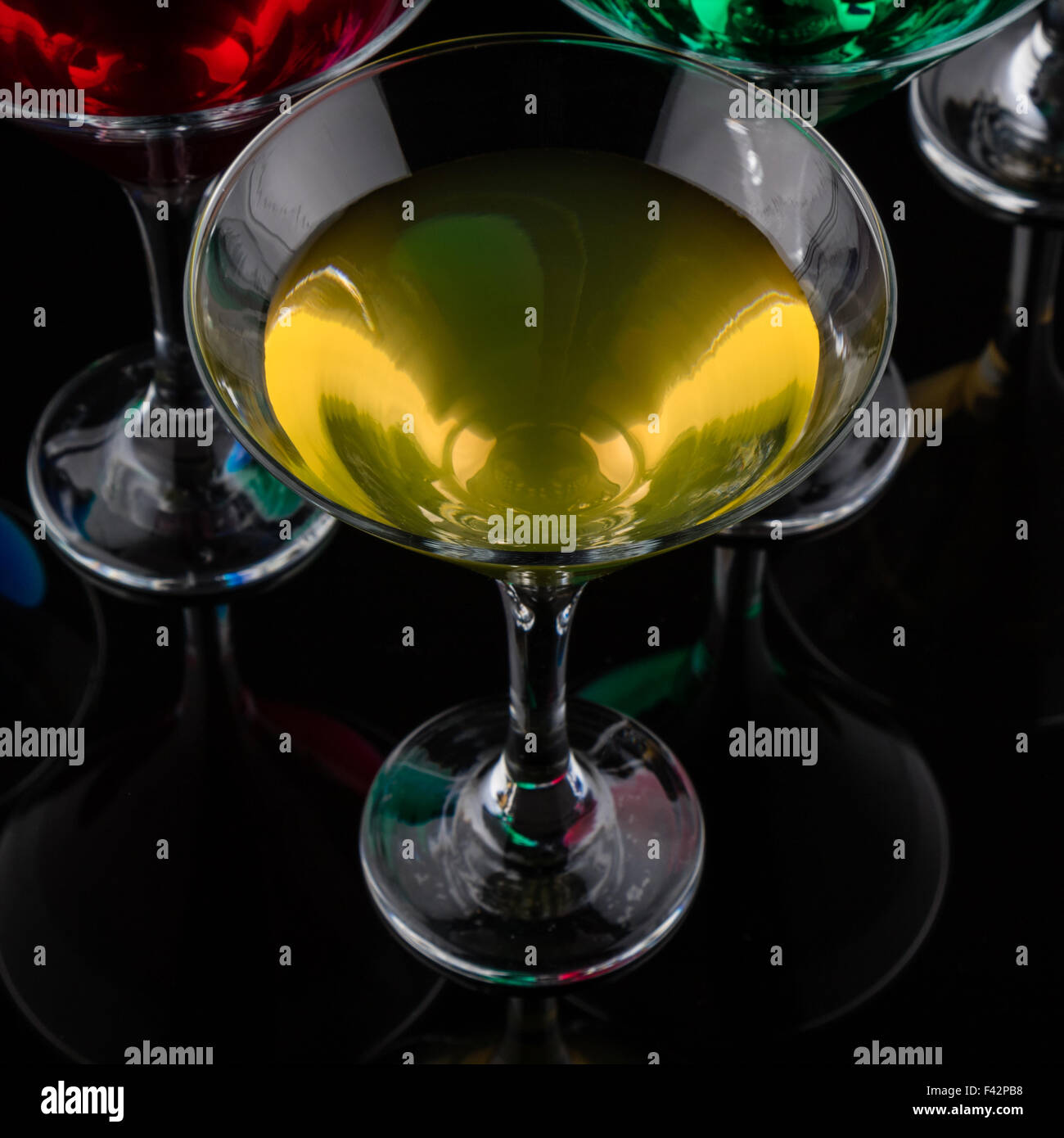 close up color cocktail in martini glass Stock Photo - Alamy
