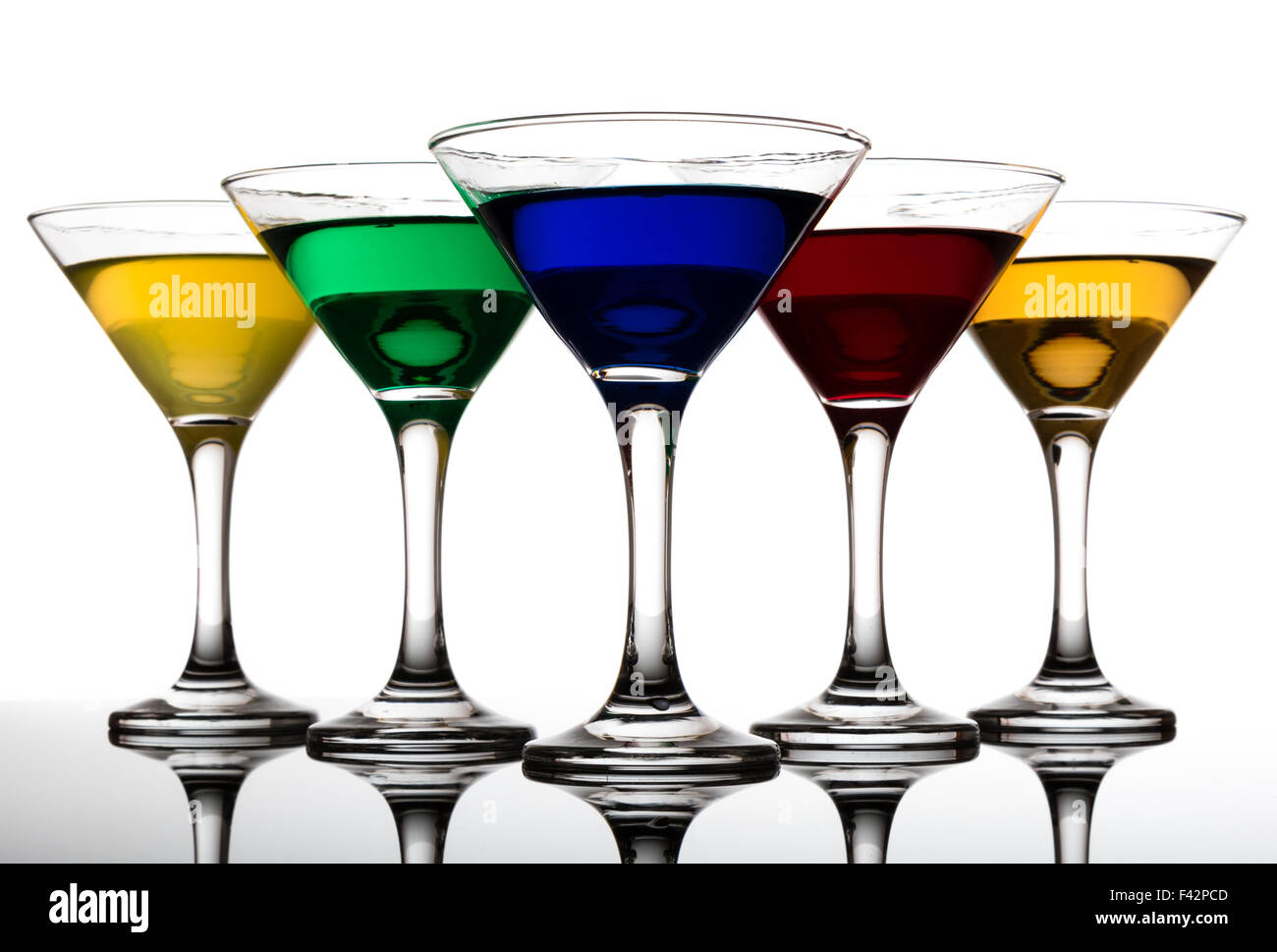 color cocktails in martini glasses Stock Photo - Alamy