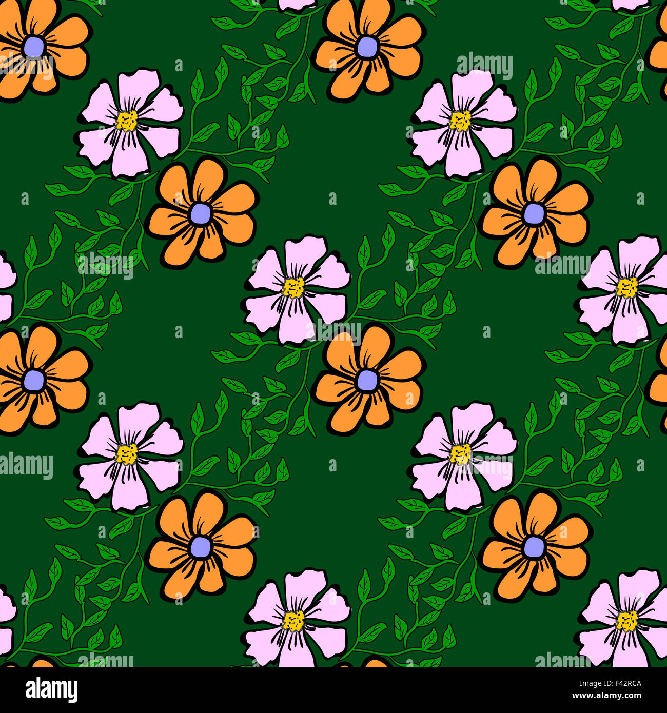 Seamless color pattern with flowers Stock Photo - Alamy