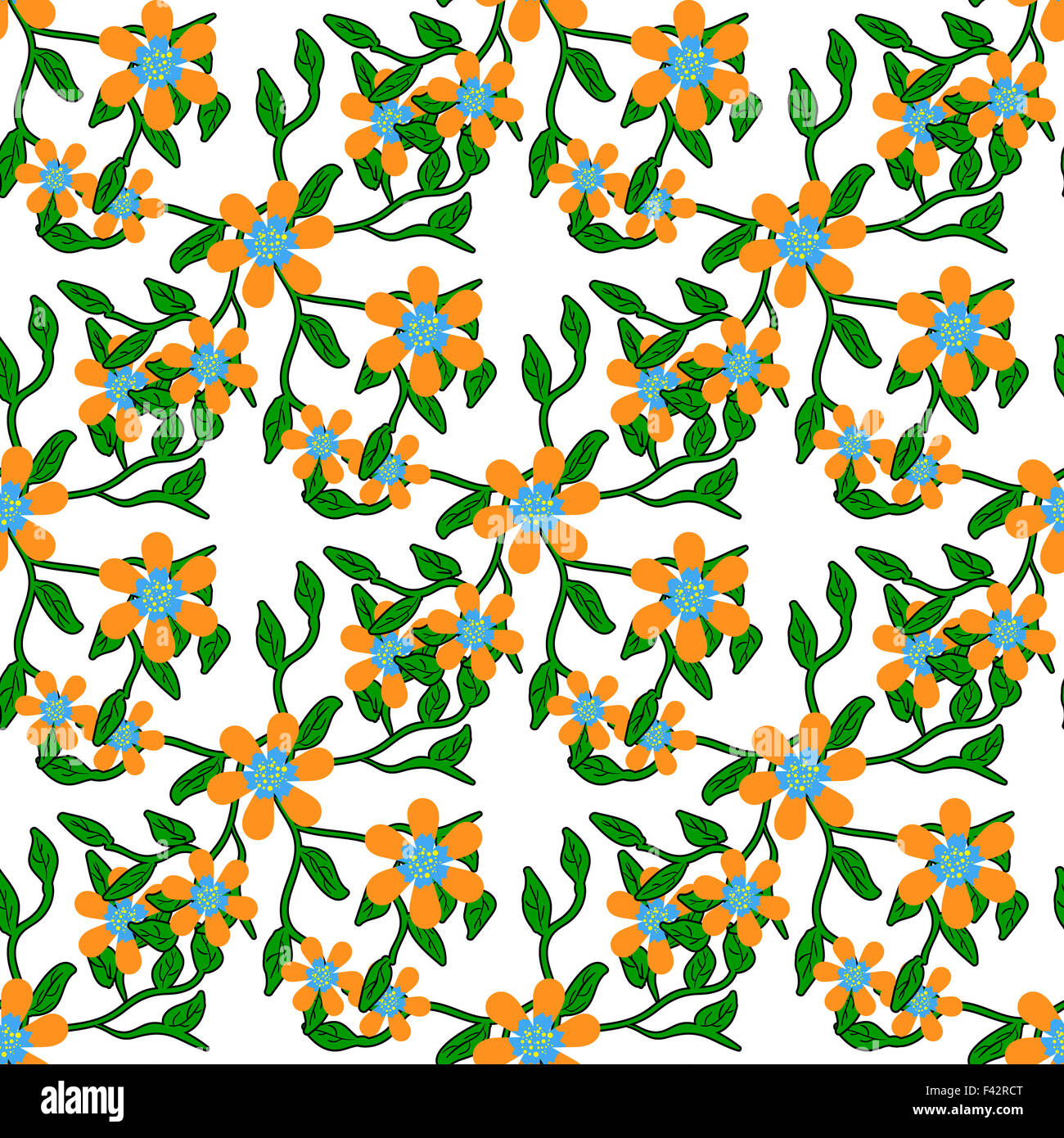 Seamless color pattern with flowers Stock Photo - Alamy