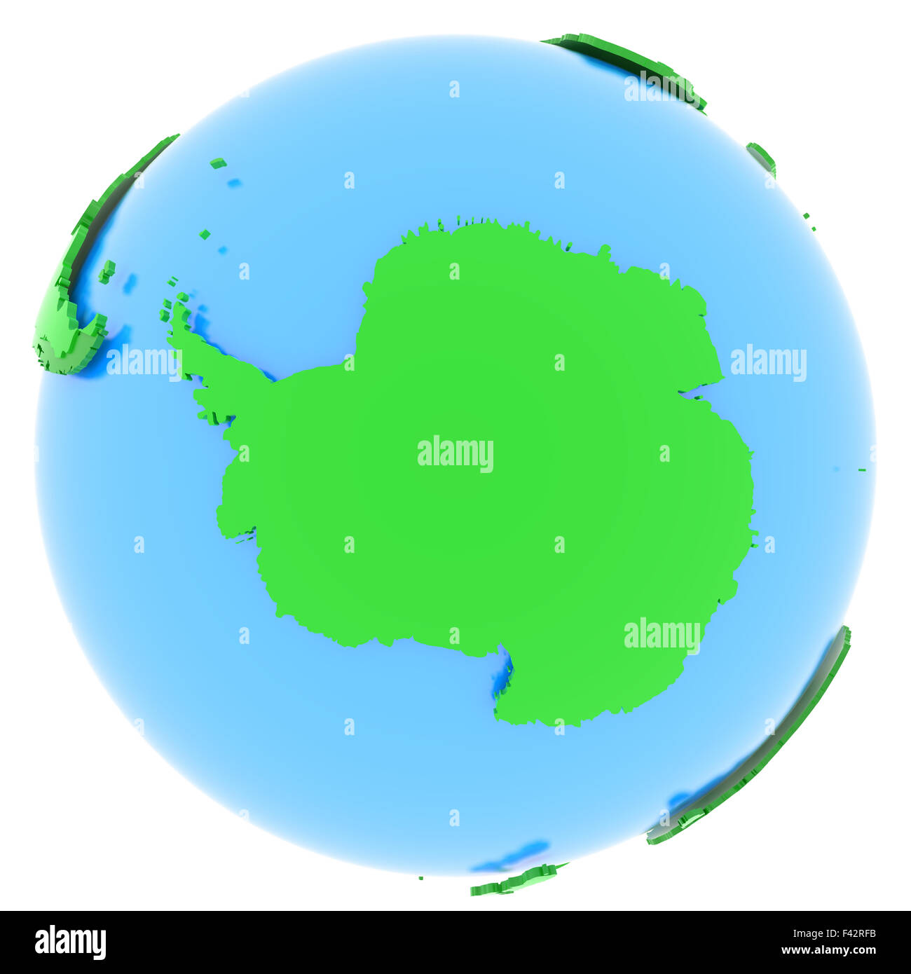 Antarctic, political map of the world in different shades of green ...