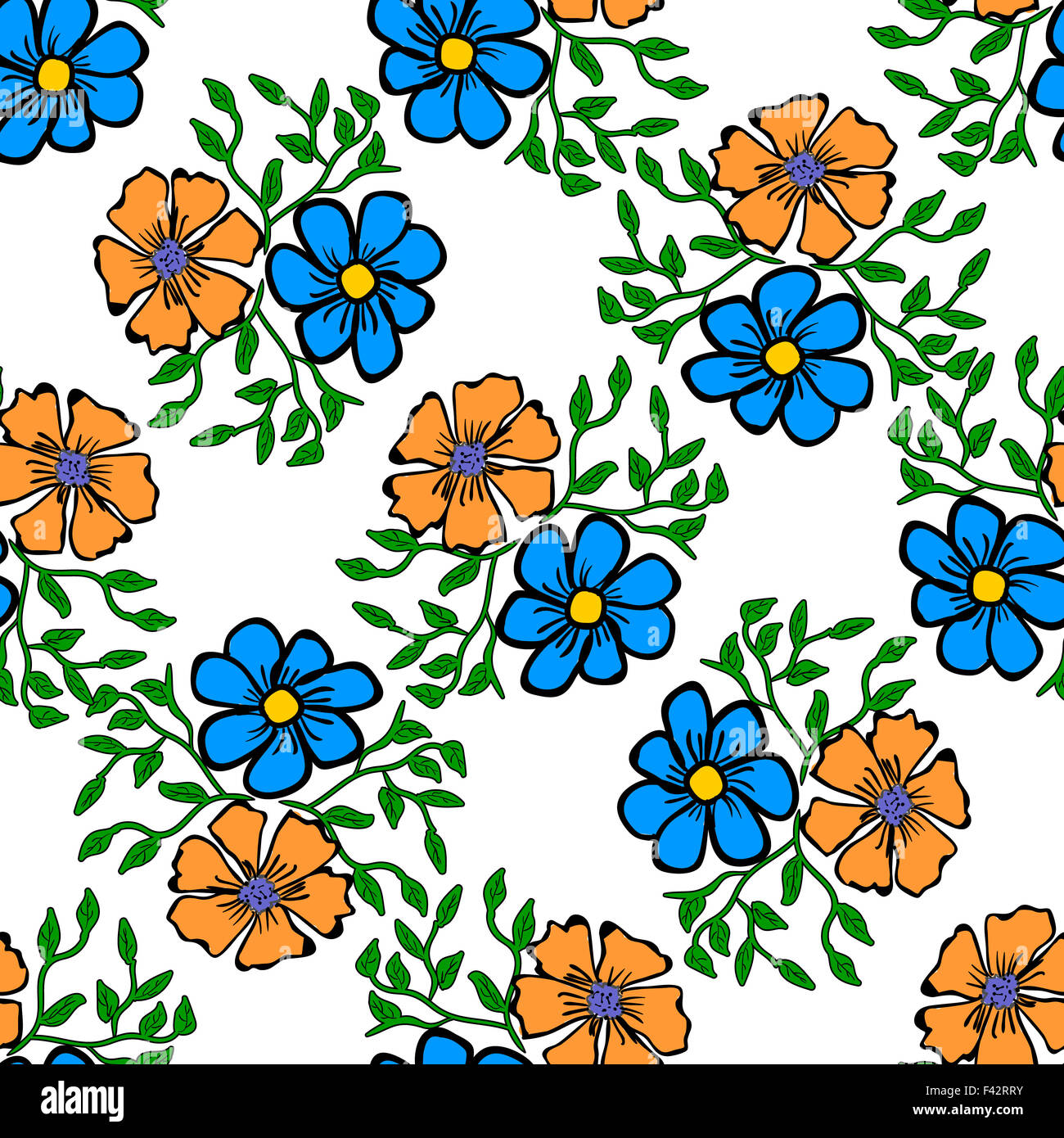 Seamless color pattern with flowers Stock Photo - Alamy