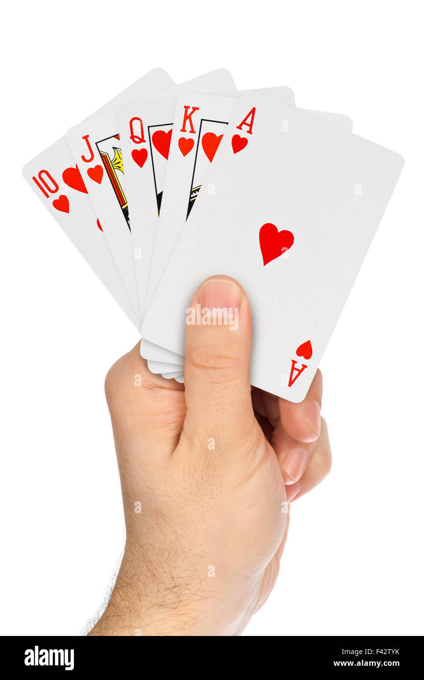 Hand with playing cards Stock Photo - Alamy