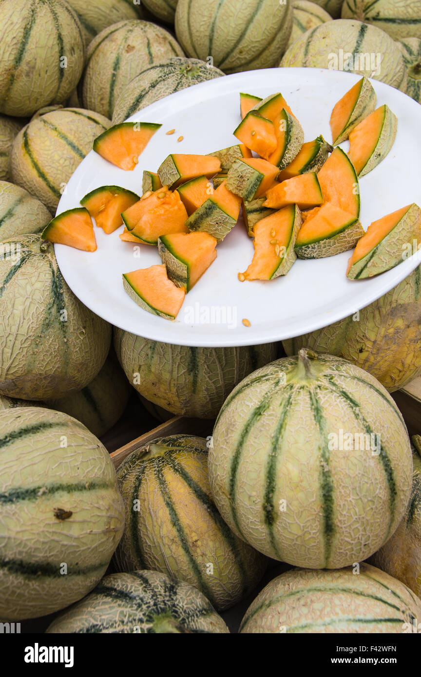 Melon in a market in Provence, France Stock Photo - Alamy