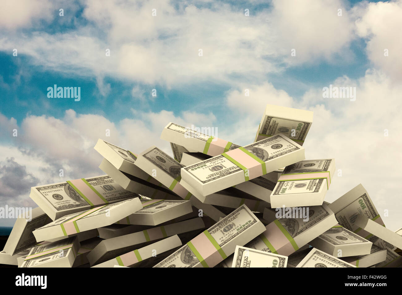 Composite image of pile of dollars Stock Photo - Alamy