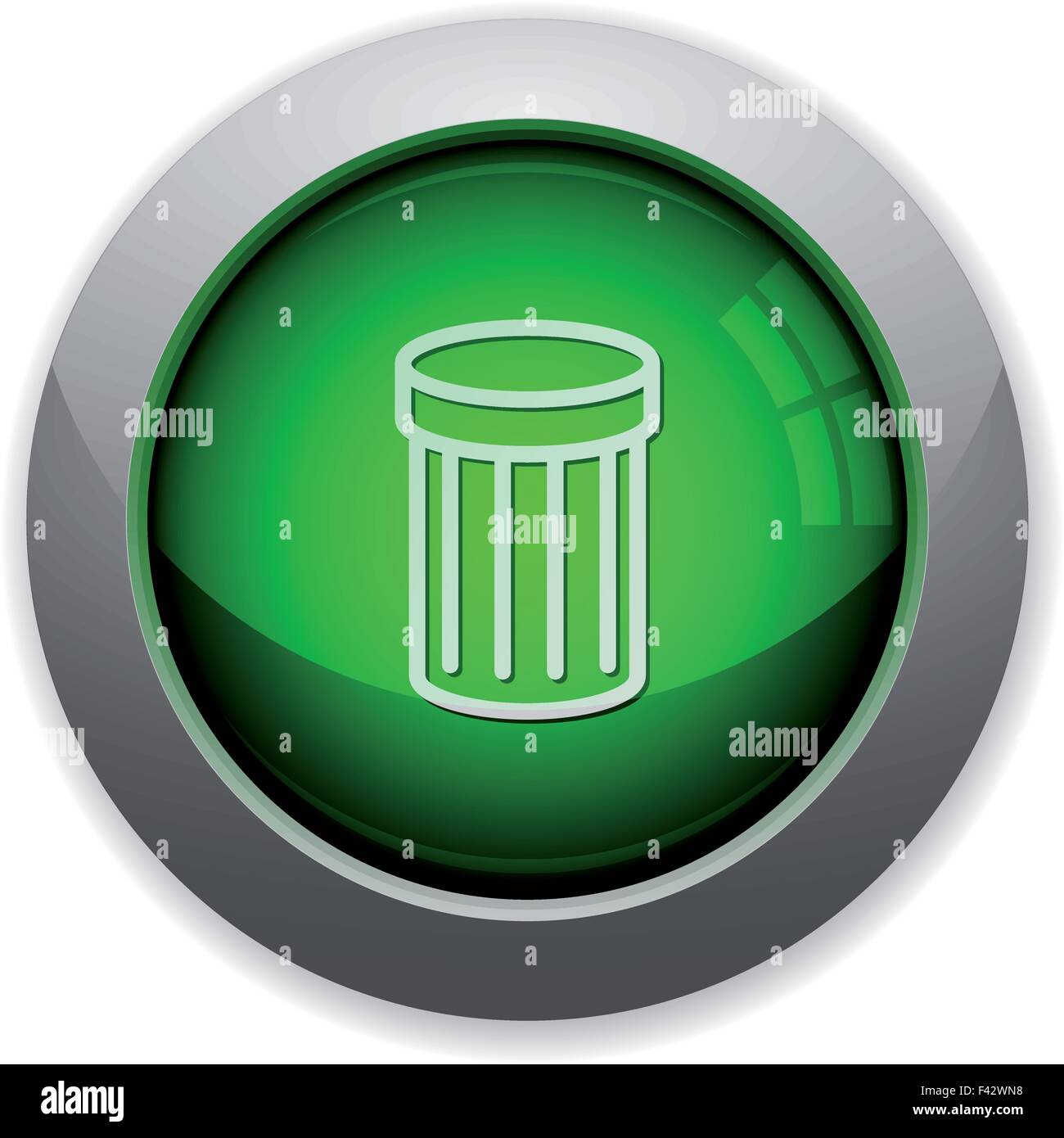 Green glossy trash web button. Arranged layer structure Stock Vector ...