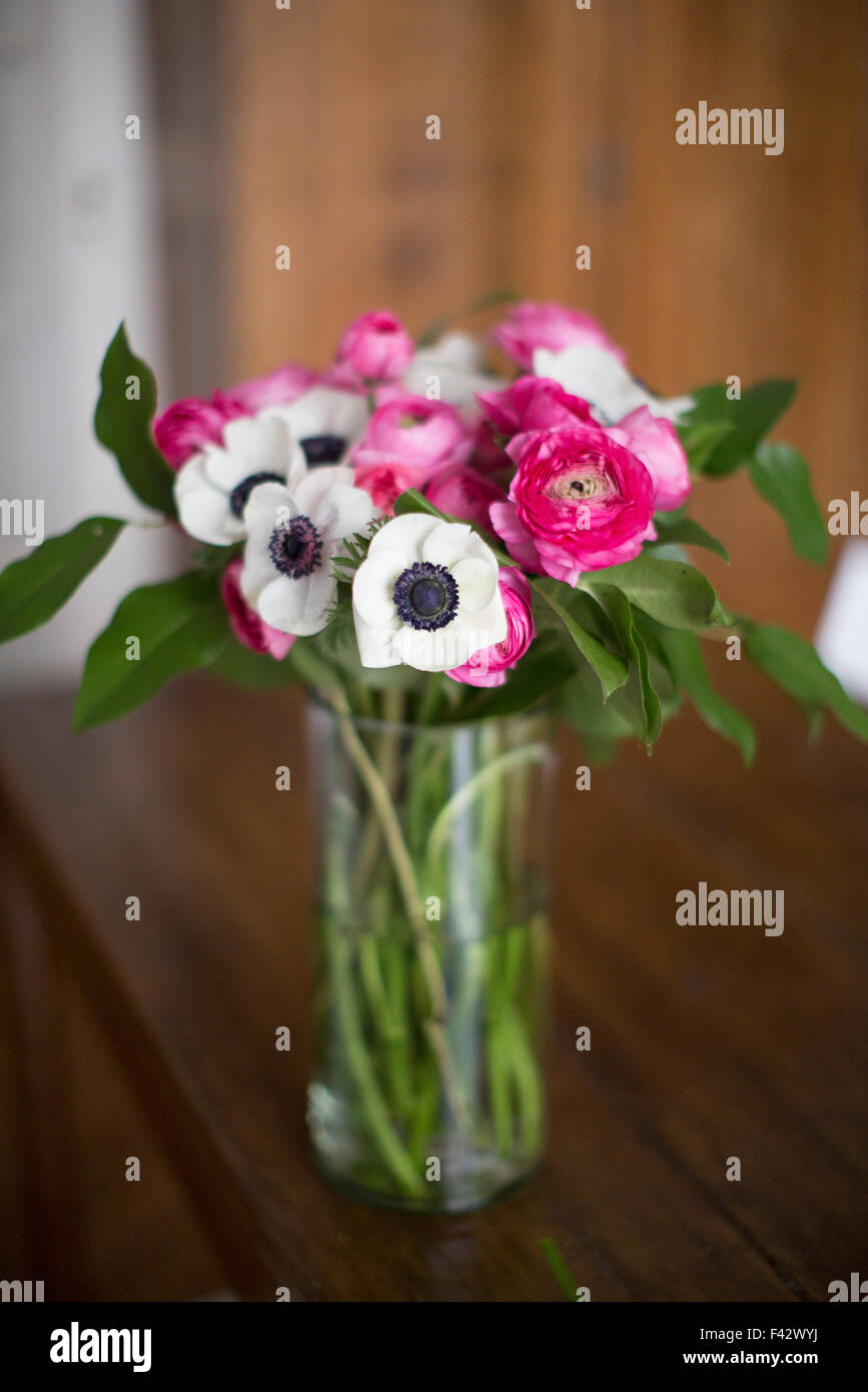 Anemone and ranunculus flowers in vase Stock Photo - Alamy