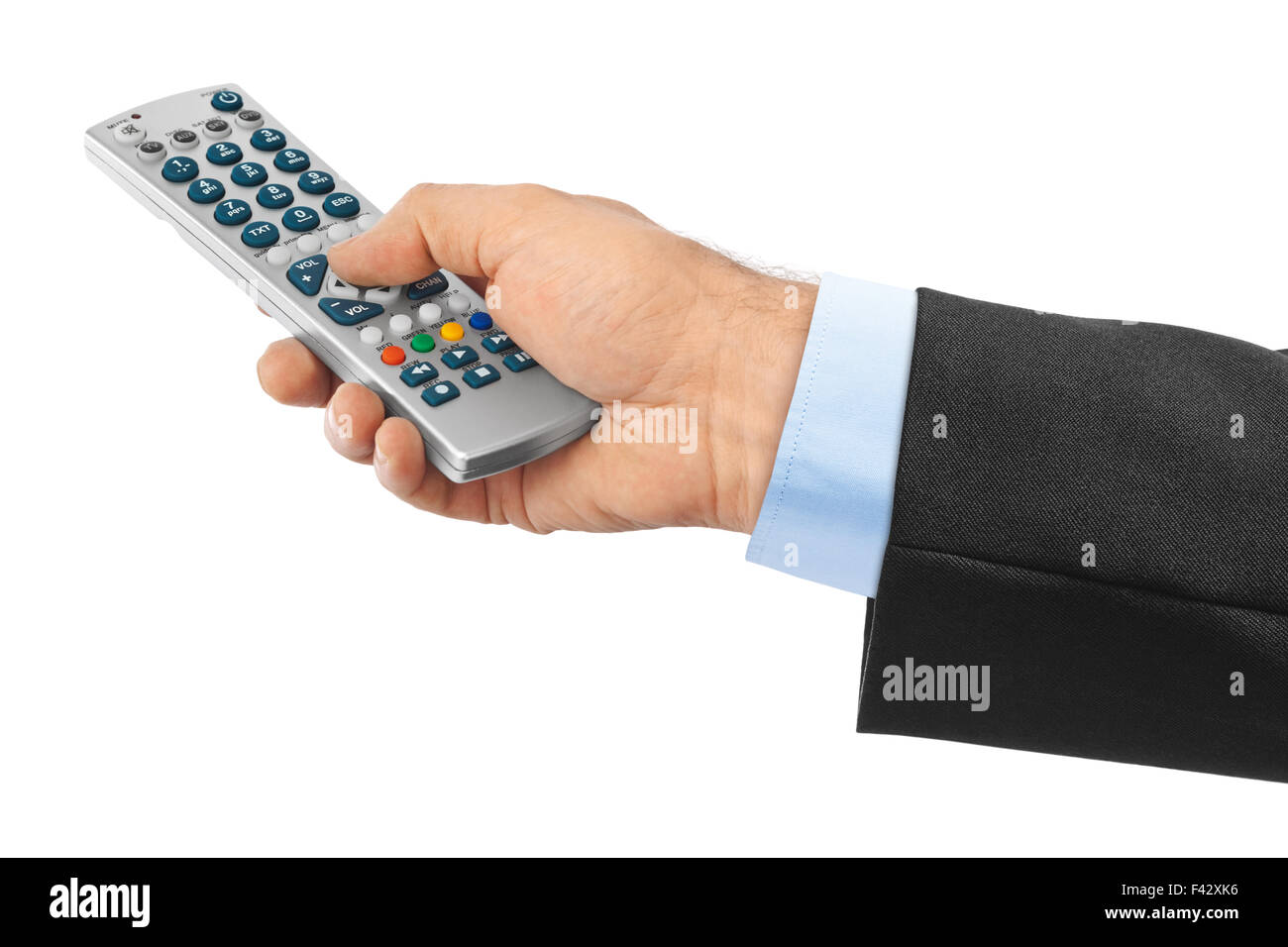 Hand with remote control Stock Photo - Alamy