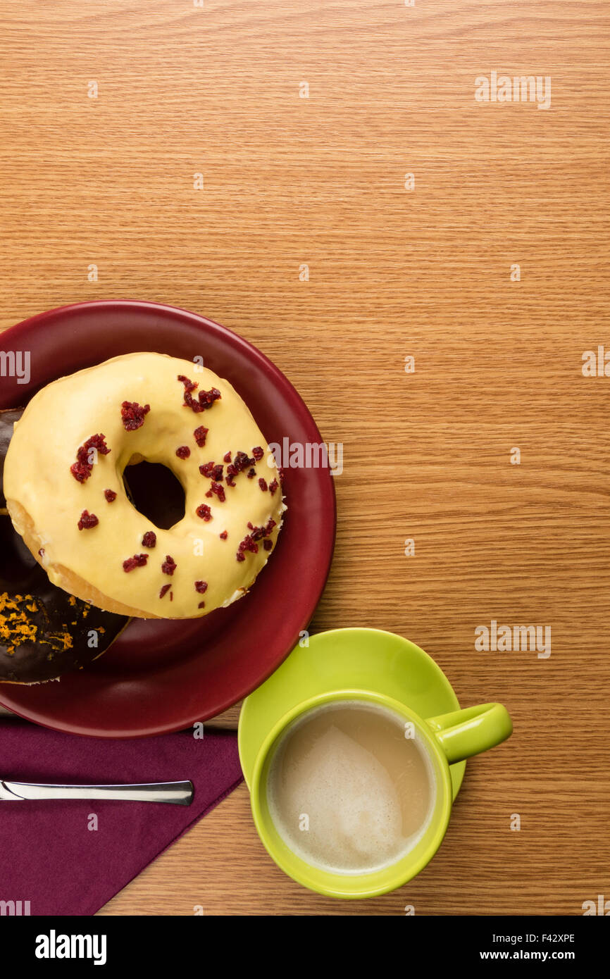 doughnuts breakfast overhead shot Stock Photo - Alamy