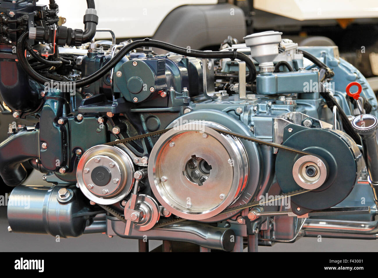 Close up shot of powerful diesel engine Stock Photo - Alamy