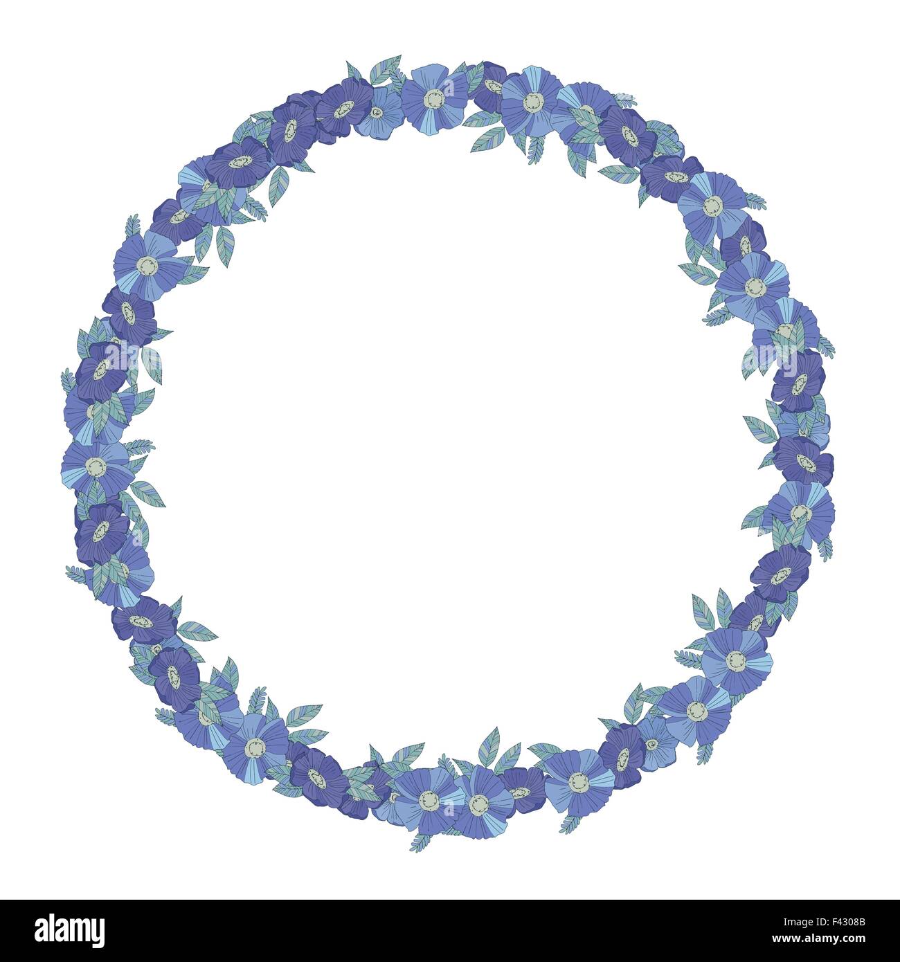 Blue floral border made with wildflowers Stock Vector Image & Art - Alamy