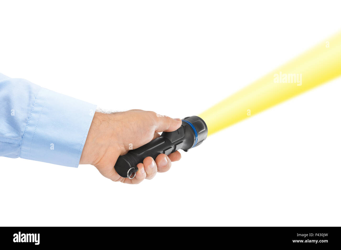 Flashlight in hand Stock Photo - Alamy