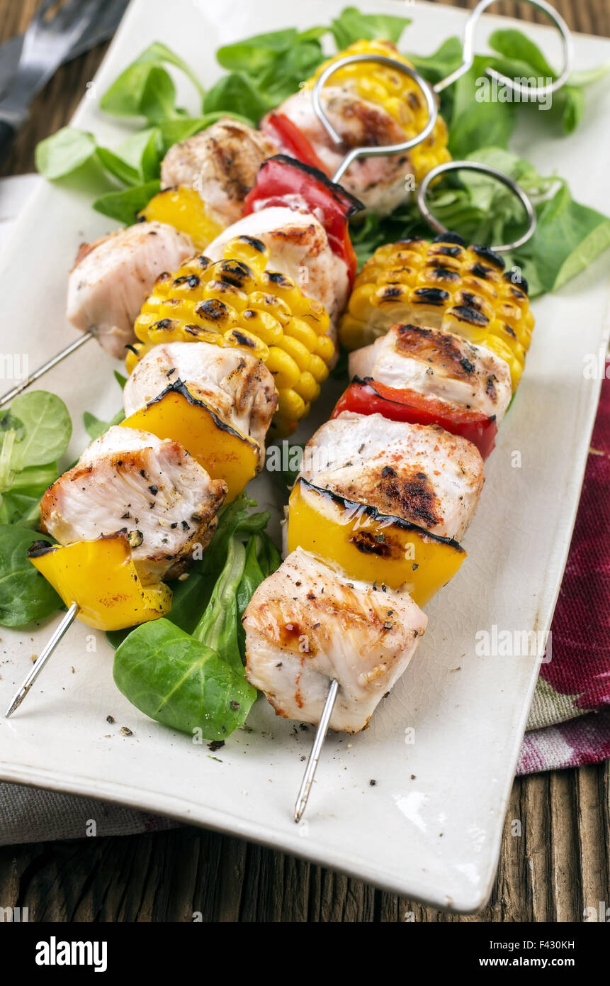grilled chicken skewer Stock Photo - Alamy