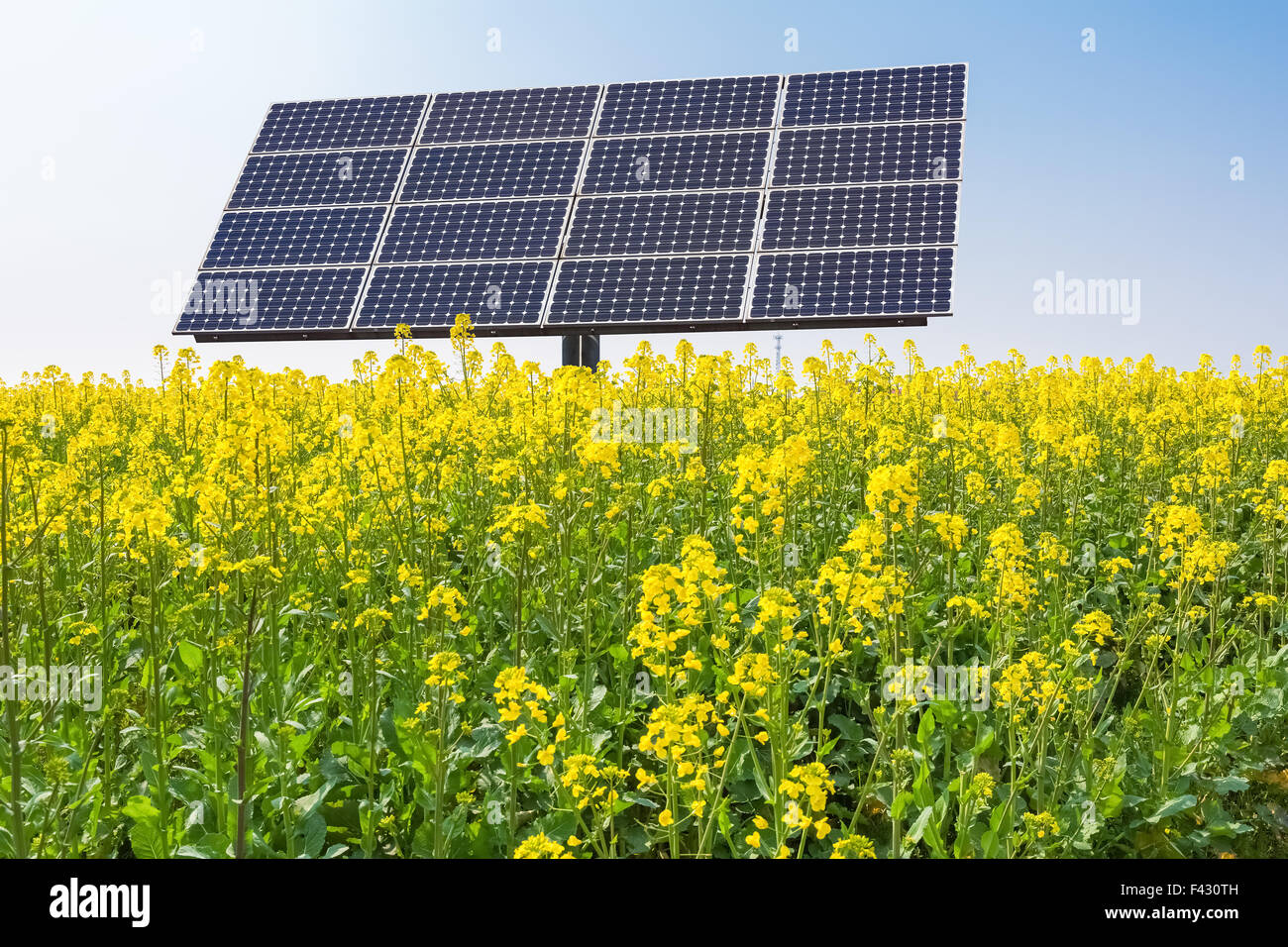 solar panels over spring landscape Stock Photo - Alamy