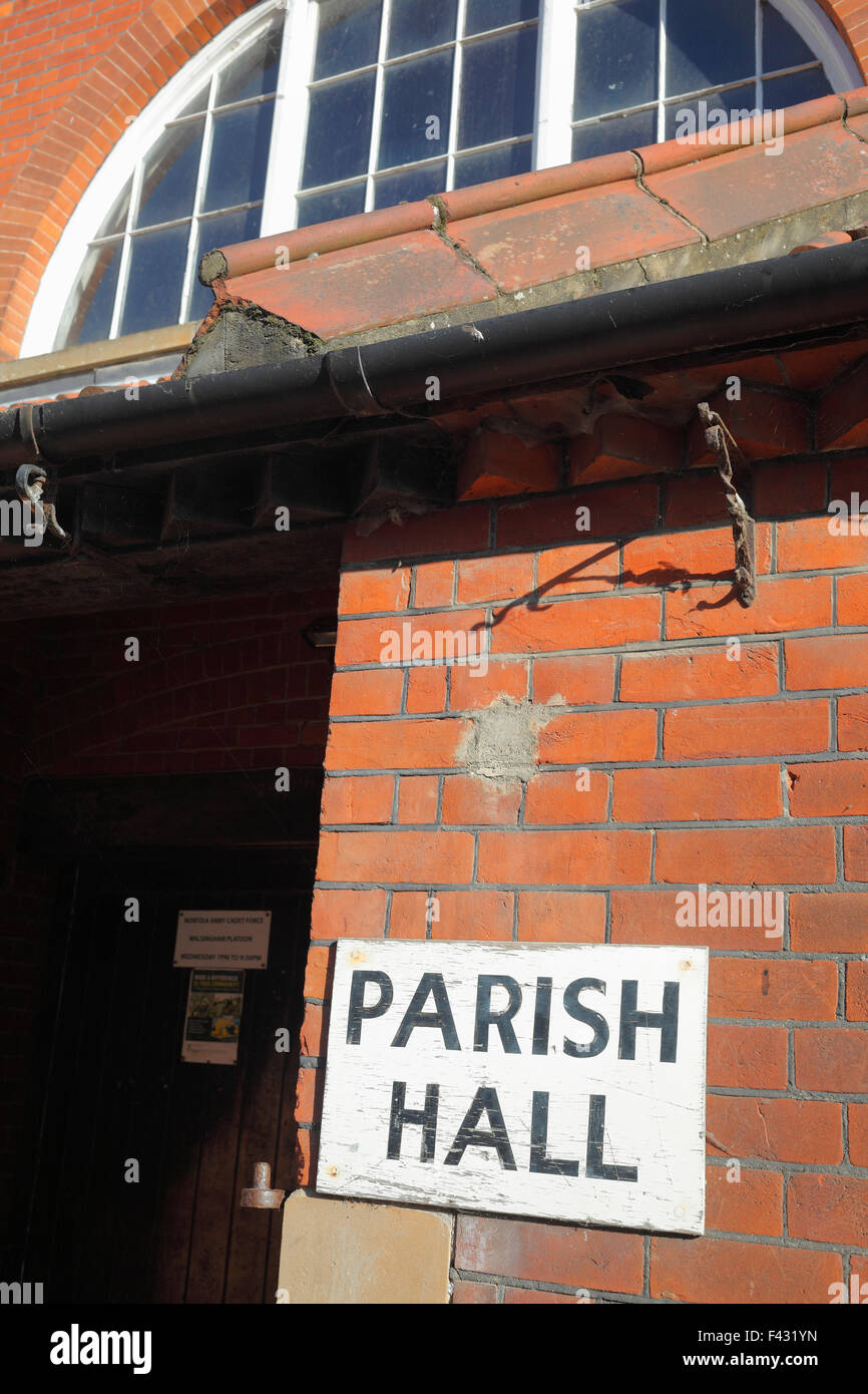 Parish Hall sign at Little Walsingham in Norfolk, UK Stock Photo - Alamy