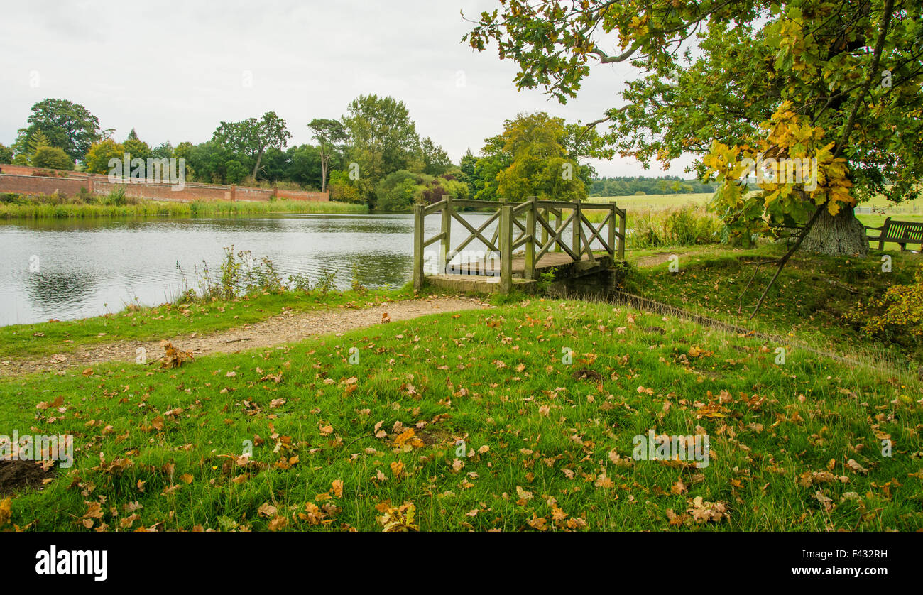 Bridge over pond Stock Photo - Alamy