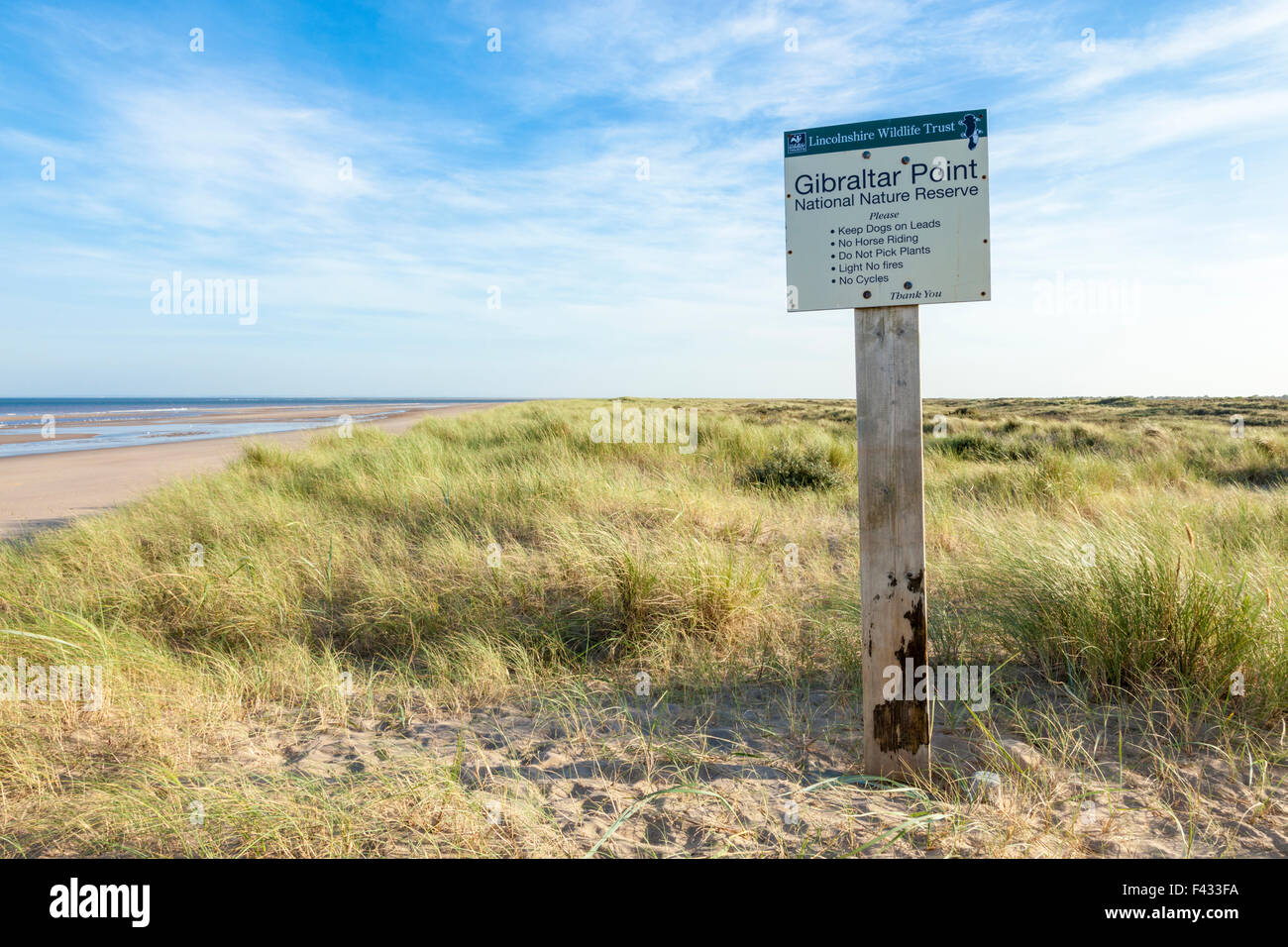 Sign on Gibraltar Point National Nature Reserve, Lincolnshire Coast ...