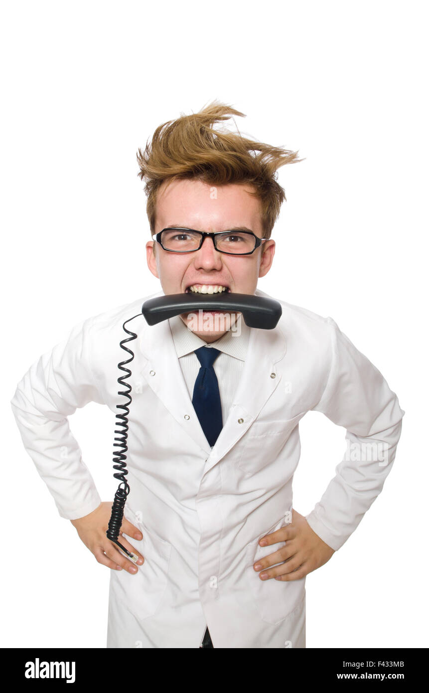 Funny doctor isolated on white Stock Photo - Alamy