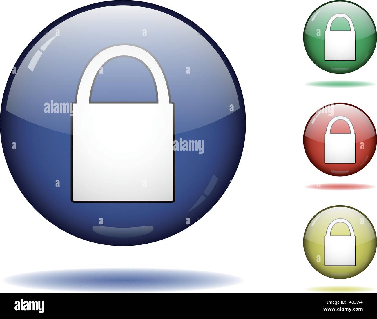 Glossy sphere icon set of lock. Vector saved in EPS10 Stock Vector ...