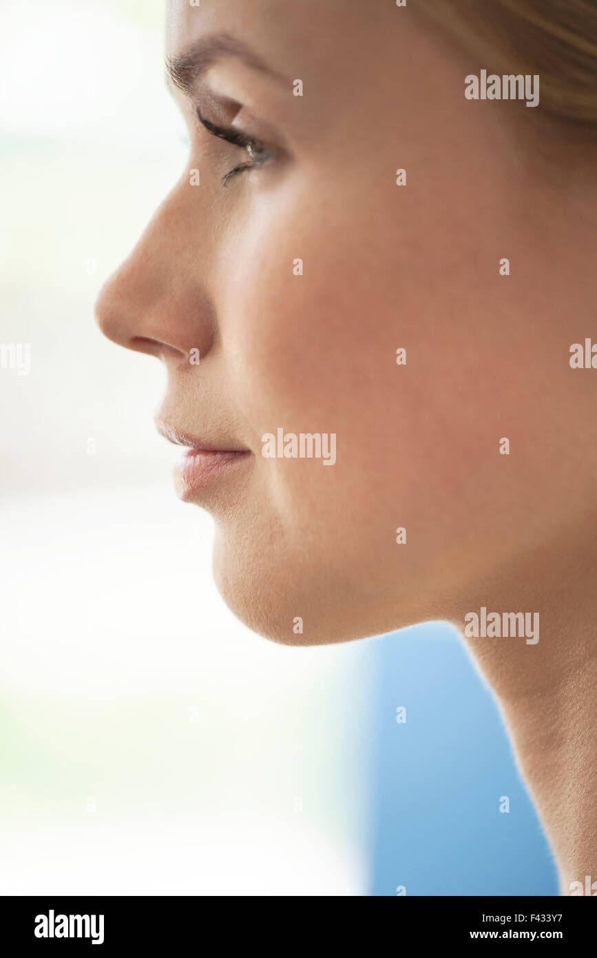 Woman's face, profile, close-up Stock Photo - Alamy