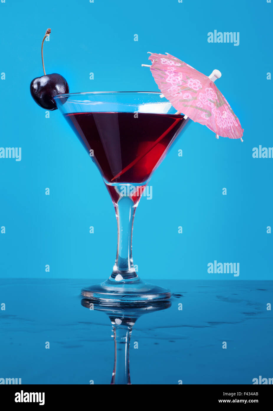 cocktail with cherry closeup Stock Photo - Alamy