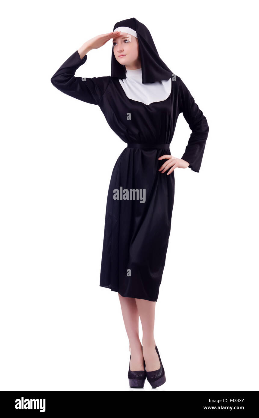 Nun isolated on the white background Stock Photo - Alamy