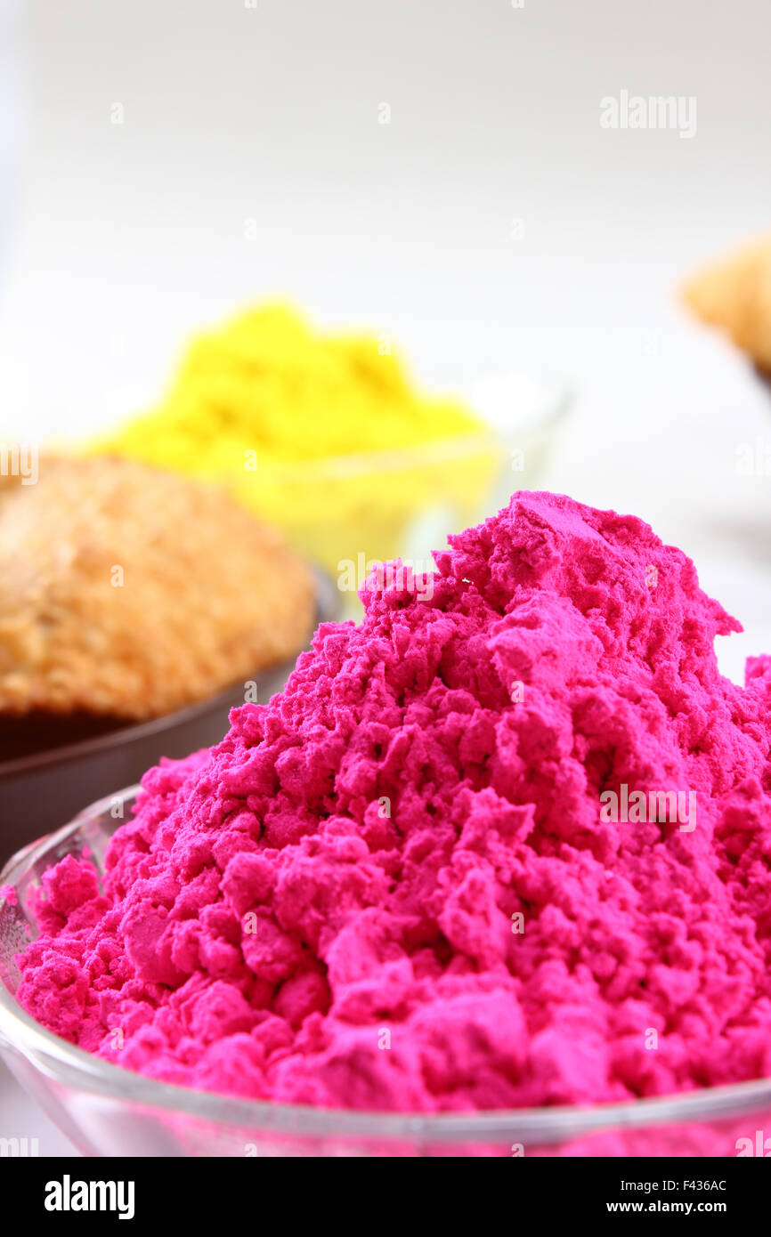 multiple holi colors in bowl Stock Photo - Alamy