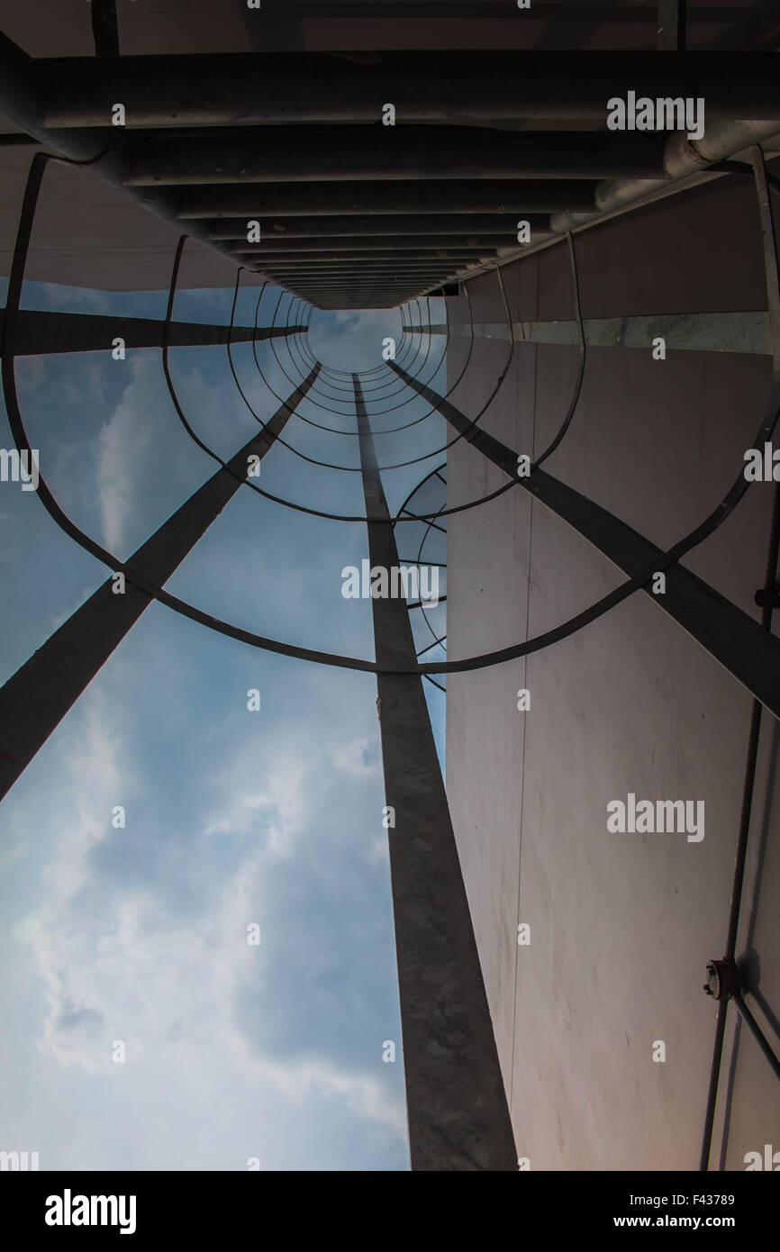Ladder with a view to returning from the bottom up Stock Photo - Alamy