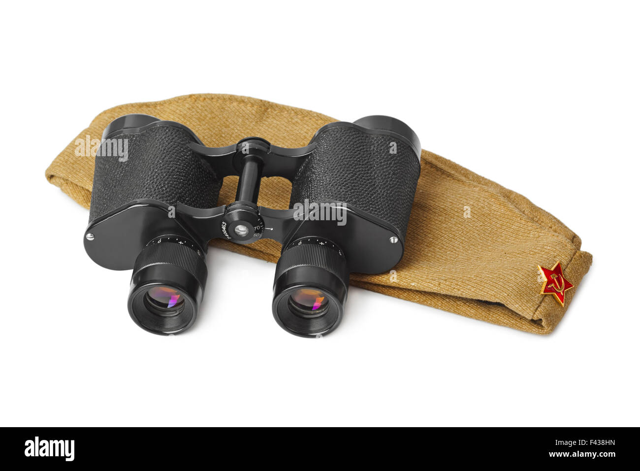 Soviet Army soldiers forage-cap and binoculars Stock Photo - Alamy