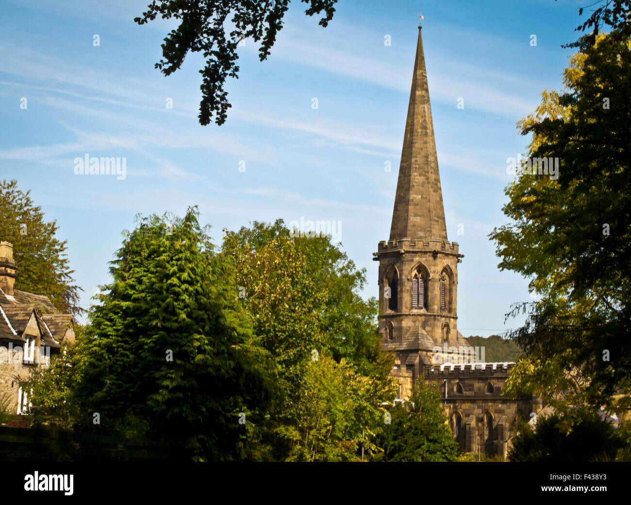 The spire of All Saints Church, Bakewell, Derbyshire, Peak District, UK ...