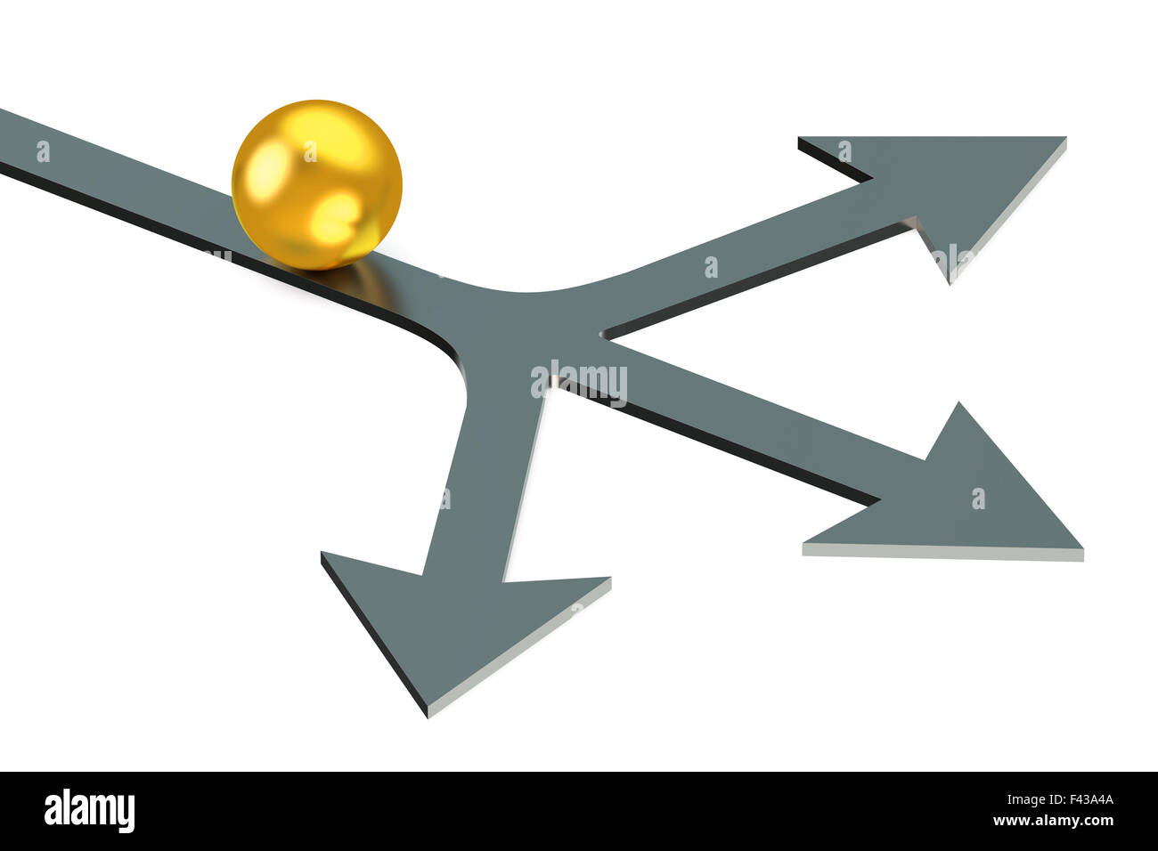 Choice of direction concept with ball isolated on white background ...