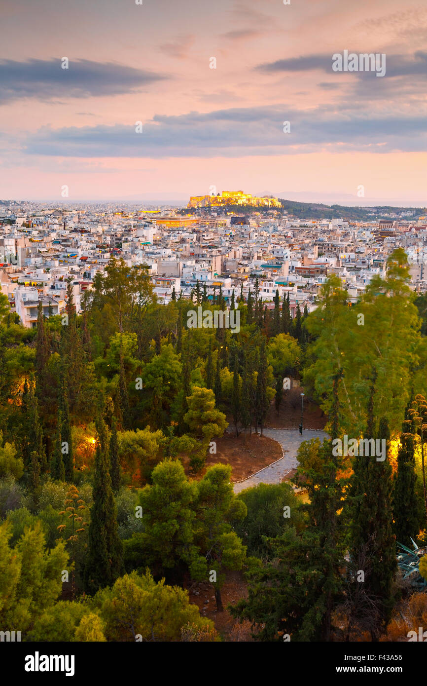 View of Athens and Acropolis from Strefi Hill Stock Photo - Alamy
