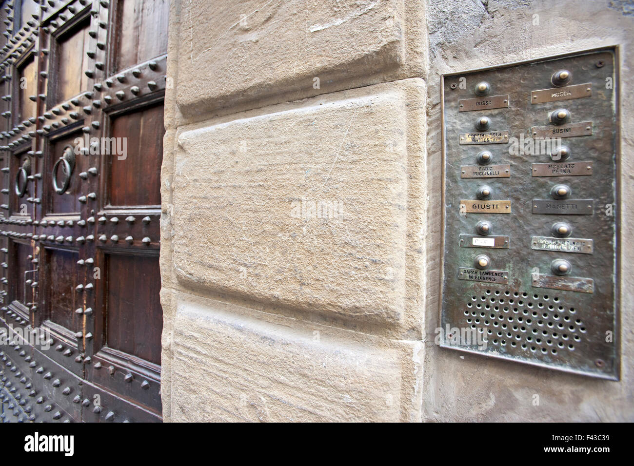 Door bell panel and intercom Florence Tuscany Italy Stock Photo - Alamy